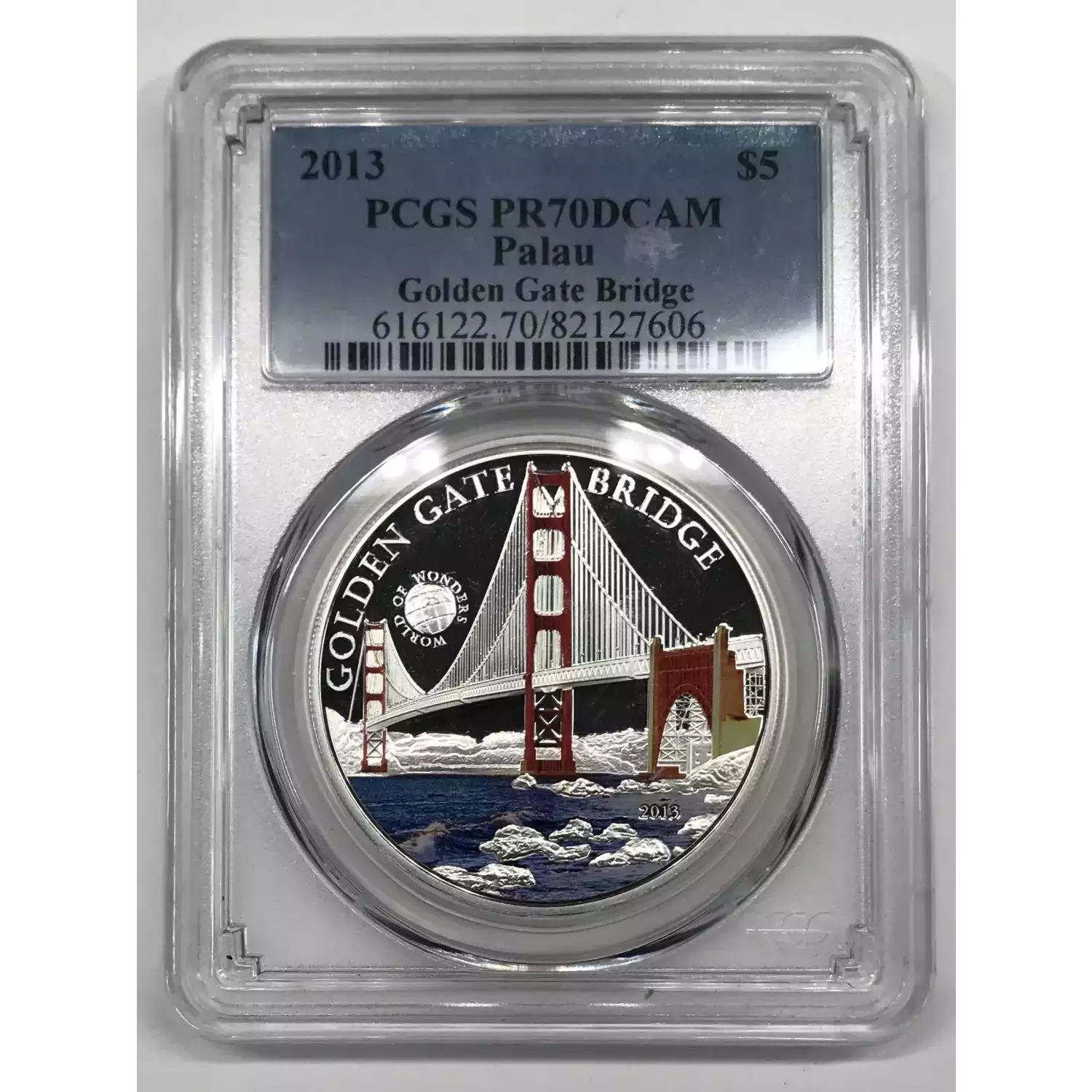 2013 PALAU Silver 5 DOLLARS PCGS PR-70 DCAM Golden Gate Bridge - Old ...