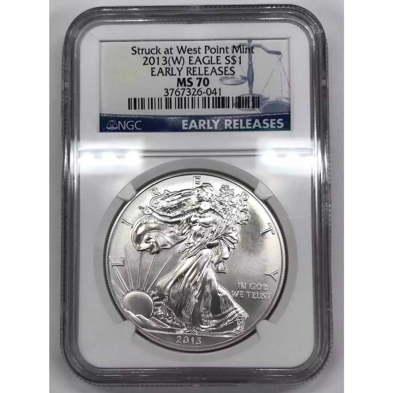 2013-(W) Silver Eagle NGC MS-70 Struck at West Point Mint EARLY RELEASES - Old Pueblo Coin