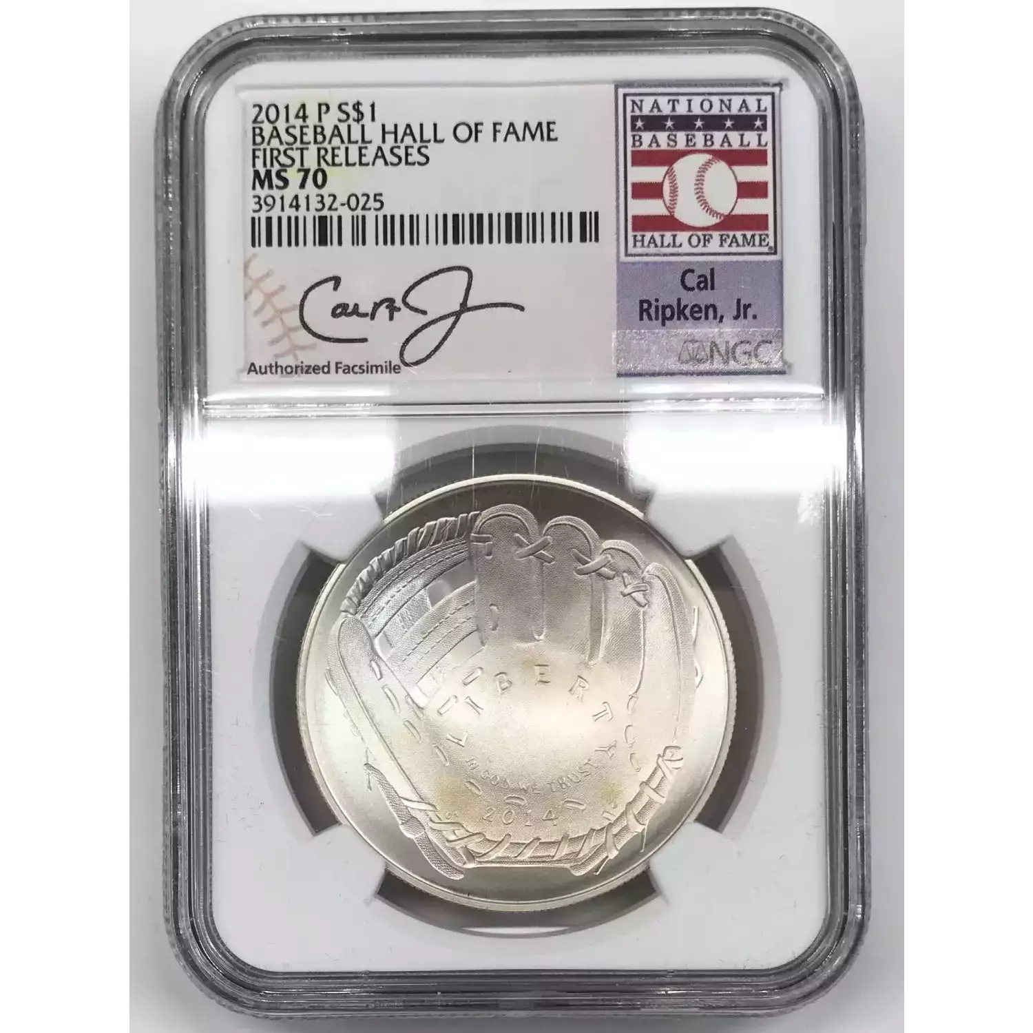 2014 Baseball Hall of Fame Commemorative Silver Dollar NGC MS-70 Cal ...