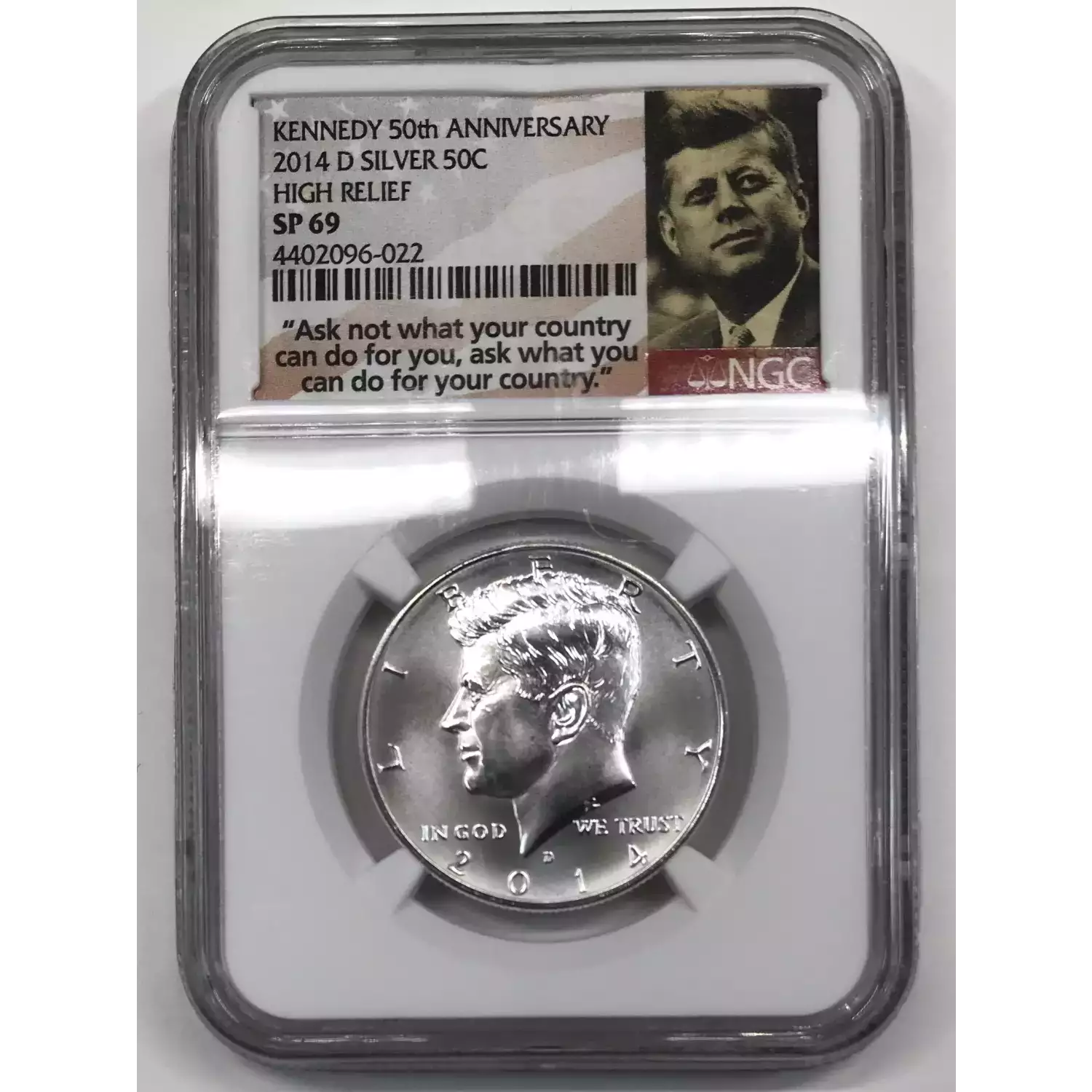 2014-D Silver Kennedy Half Dollar NGC SP-69 HIGH RELIEF KENNEDY 50th ...
