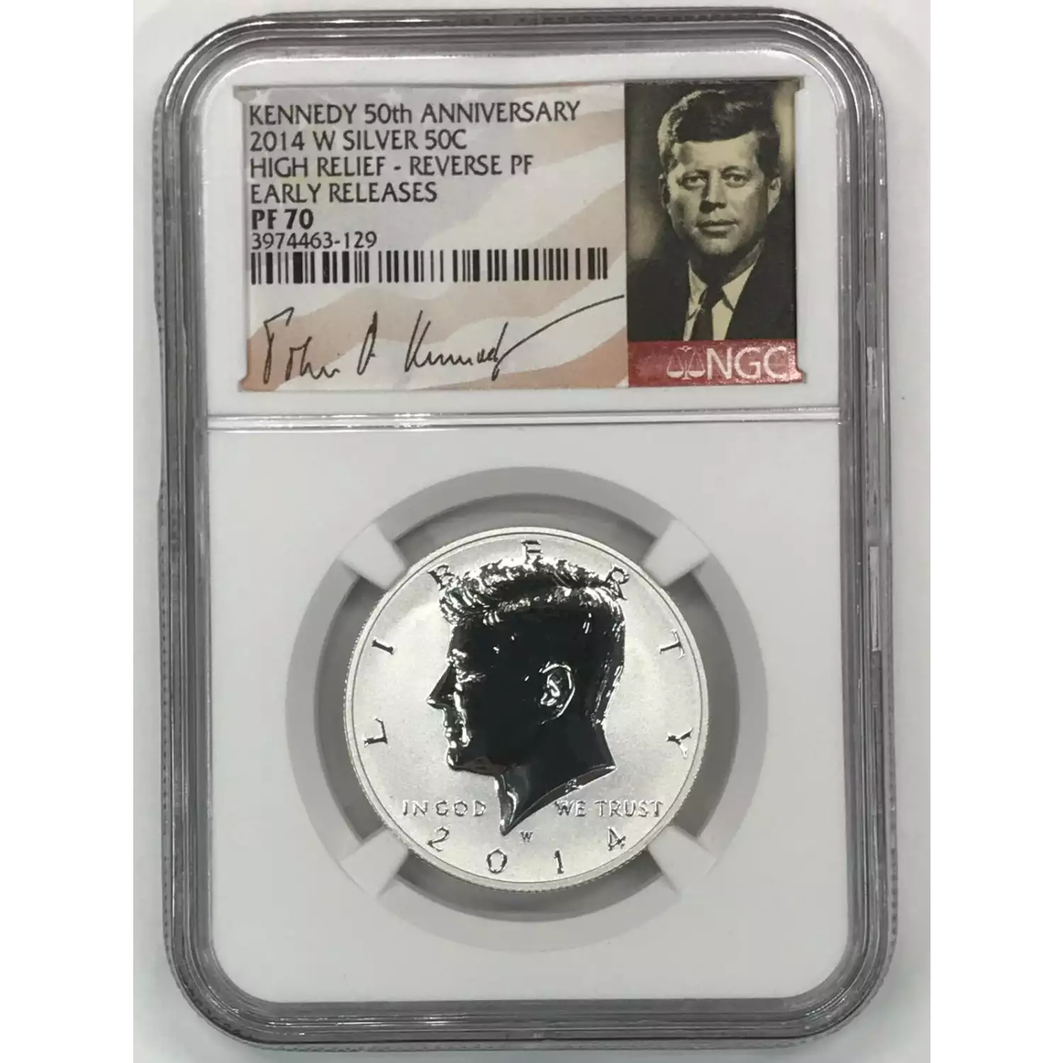 2014-W NGC PF-70 REVERSE PROOF HIGH RELIEF EARLY RELEASES KENNEDY 50th ...