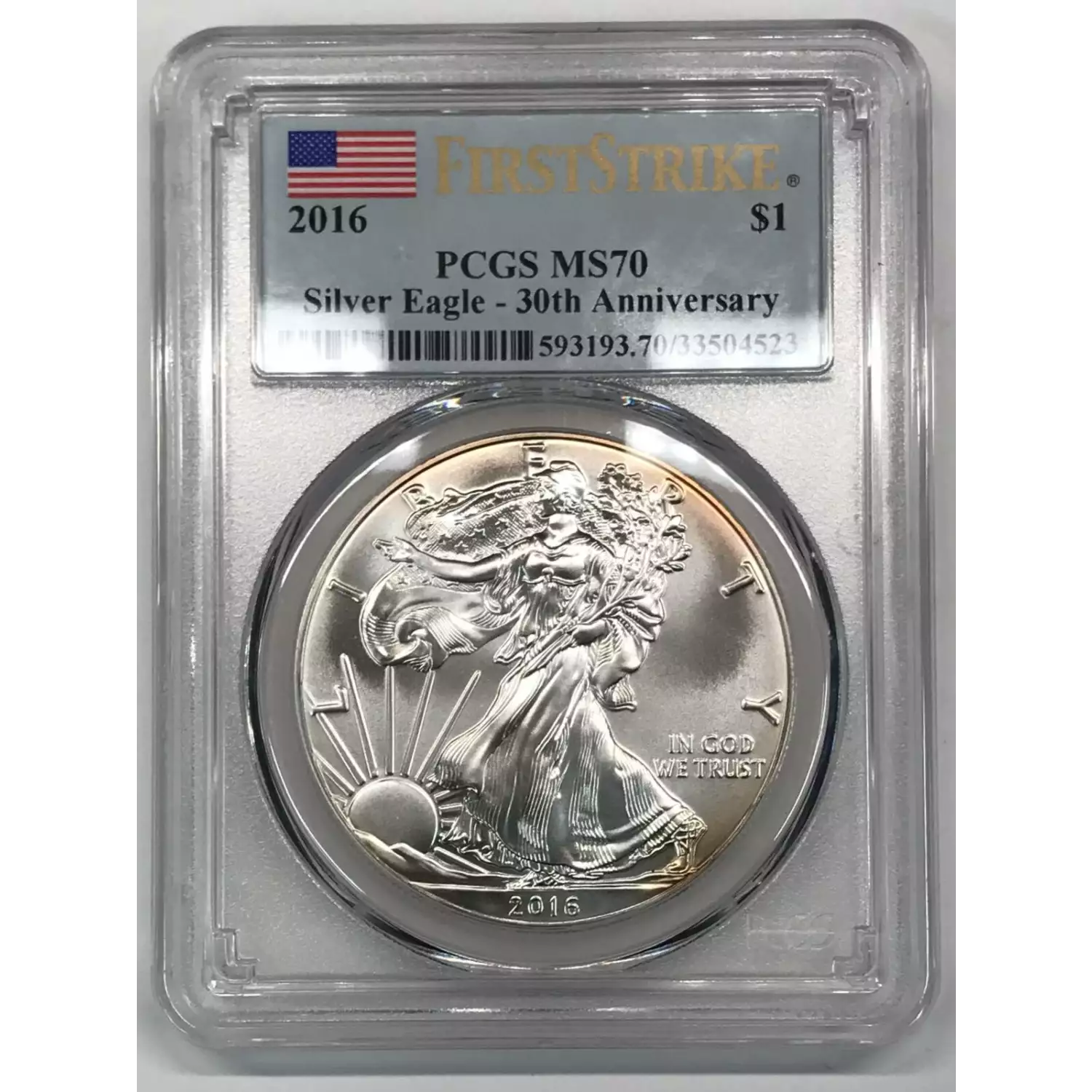 2016 Silver Eagle PCGS MS-70 30th Anniversary First Strike - Old Pueblo Coin