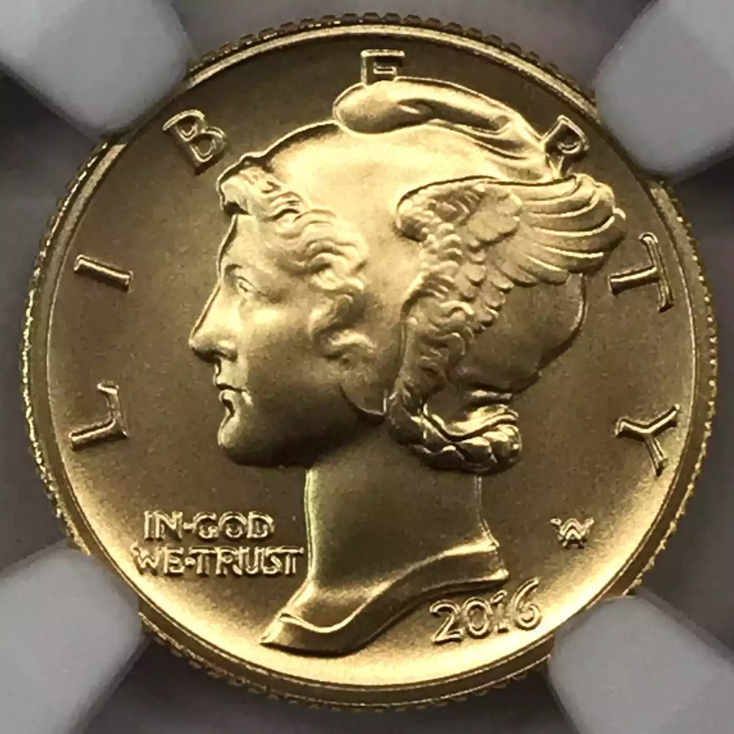 2016-W 1/10 oz 24K Gold Mercury Dime Centennial NGC SP-70 24K GOLD 1 ...