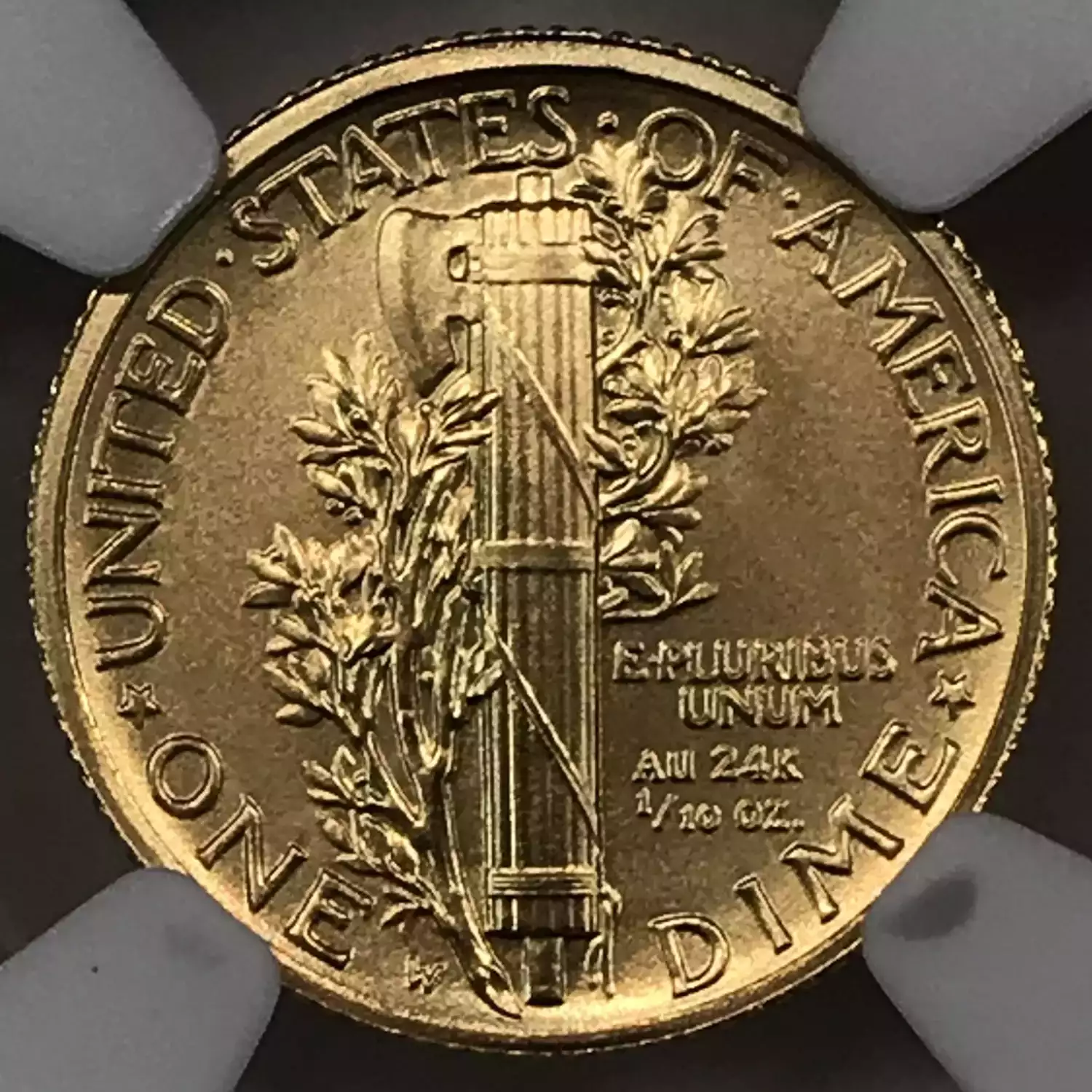 2016-W 1/10 oz 24K Gold Mercury Dime Centennial NGC SP-70 24K GOLD 1 ...