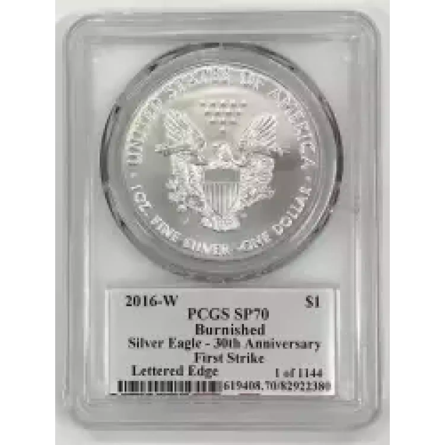 2016-W Silver Eagle PCGS SP-70 Burnished Silver Eagle Lettered Edge FS ...