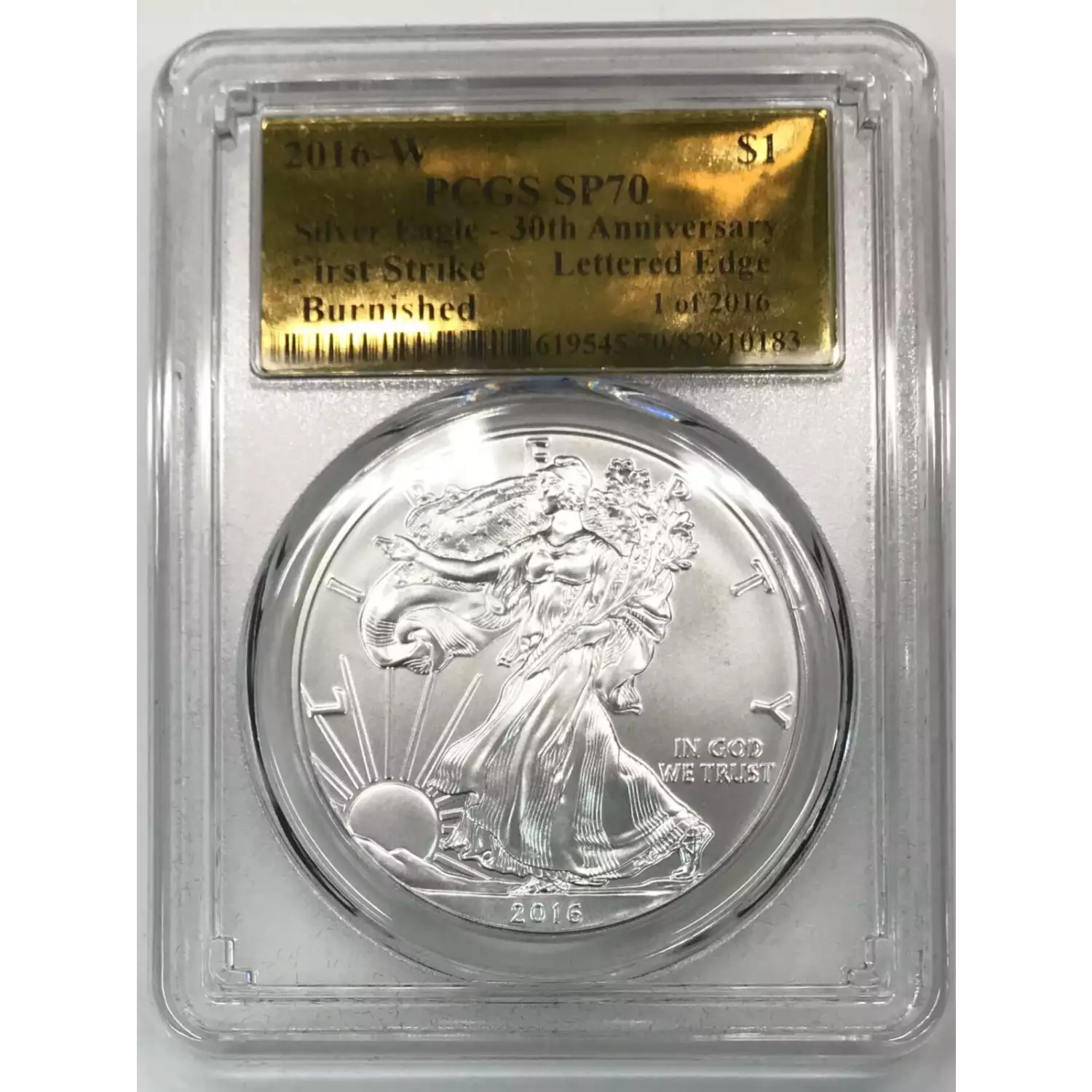 2016-W Silver Eagle PCGS SP-70 Burnished Lettered Edge First Strike 1 of 2016 Gold Foil - Old ...
