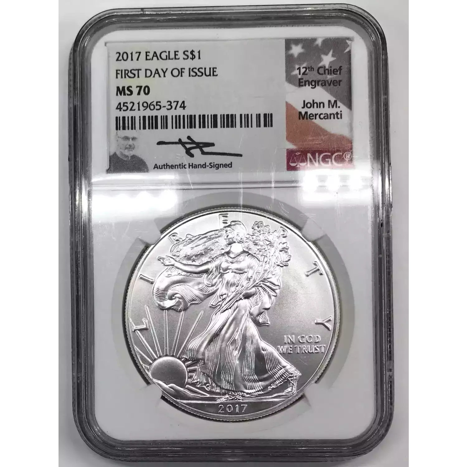 2017 Silver Eagle NGC MS-70 MERCANTI FIRST DAY OF ISSUE - Old Pueblo Coin