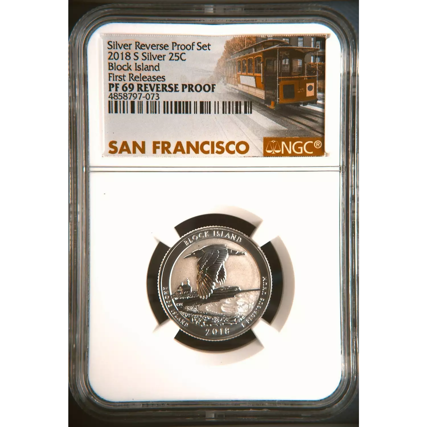 2018-S Silver ATB Quarter NGC PF-70 Block Island-First Rel Silver Reverse Proof Set - Old Pueblo ...