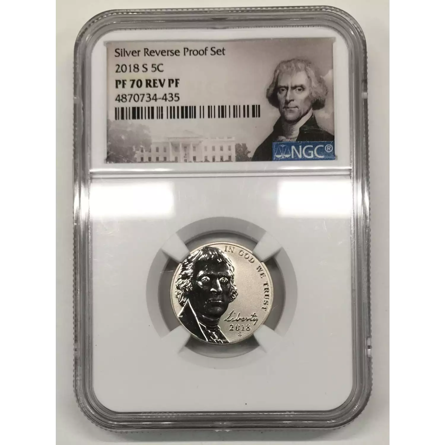 2018-S Jefferson Nickel NGC PF-70 Reverse Proof - Old Pueblo Coin