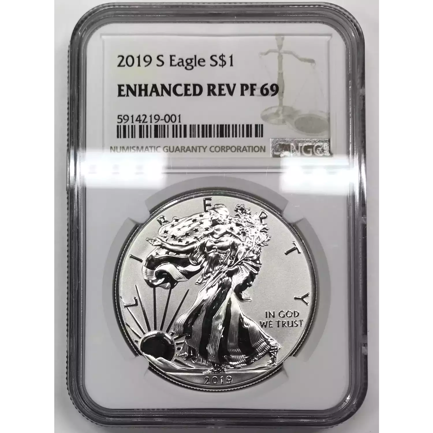 2019-S Silver Eagle NGC PF-69 Enhanced Reverse Proof - Old Pueblo Coin