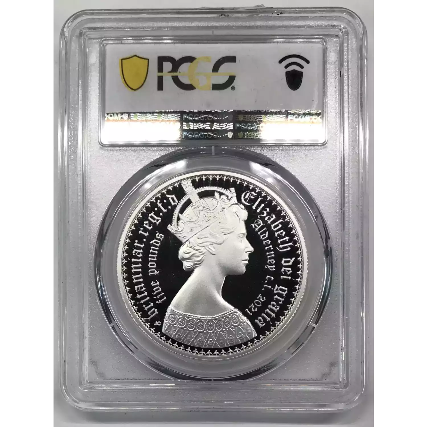 2021 ALDERNEY Silver 5 POUNDS PCGS PR-70 DCAM New Gothic Crown Ag - Old ...