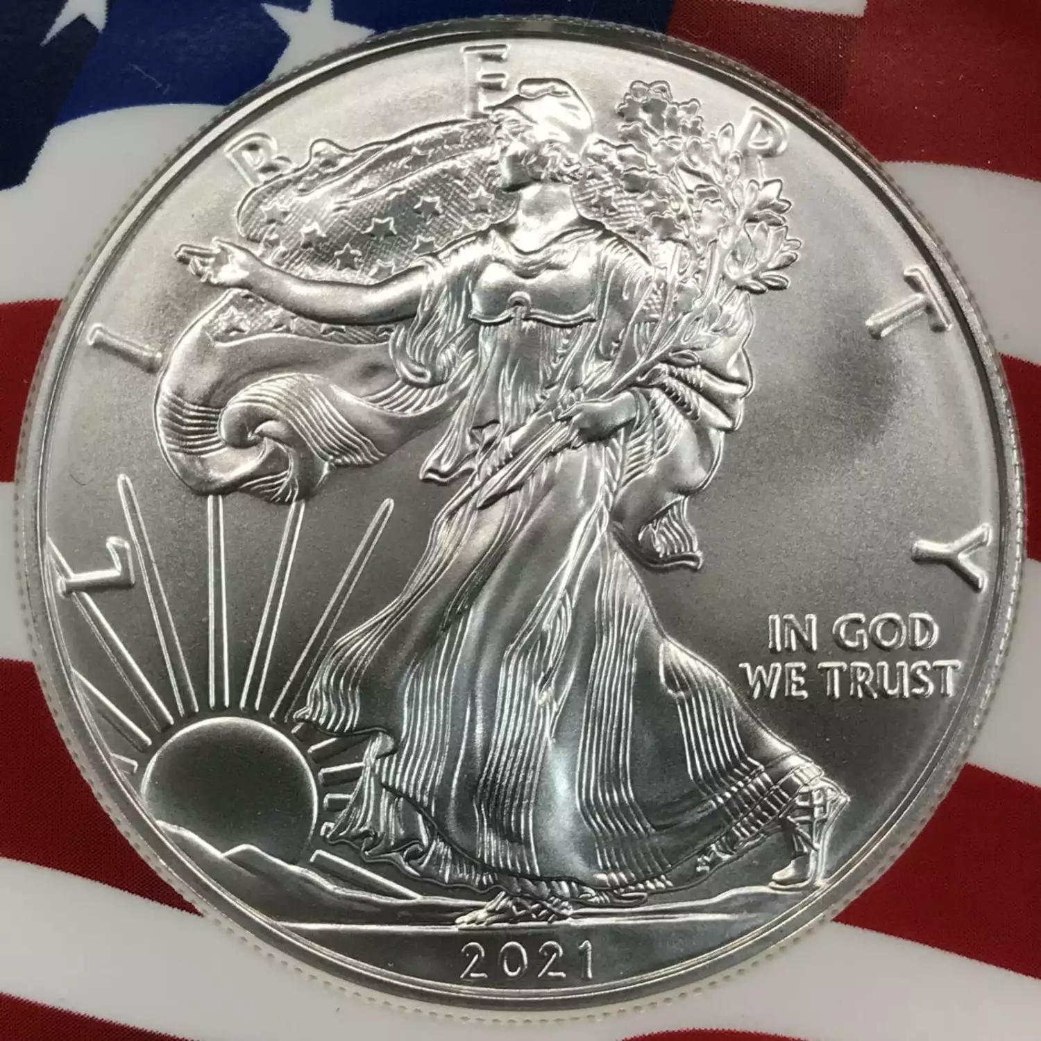 2021 Silver Eagle NGC MS-70 Heraldic Eagle T-1 Early Releases Flag Core - Old Pueblo Coin