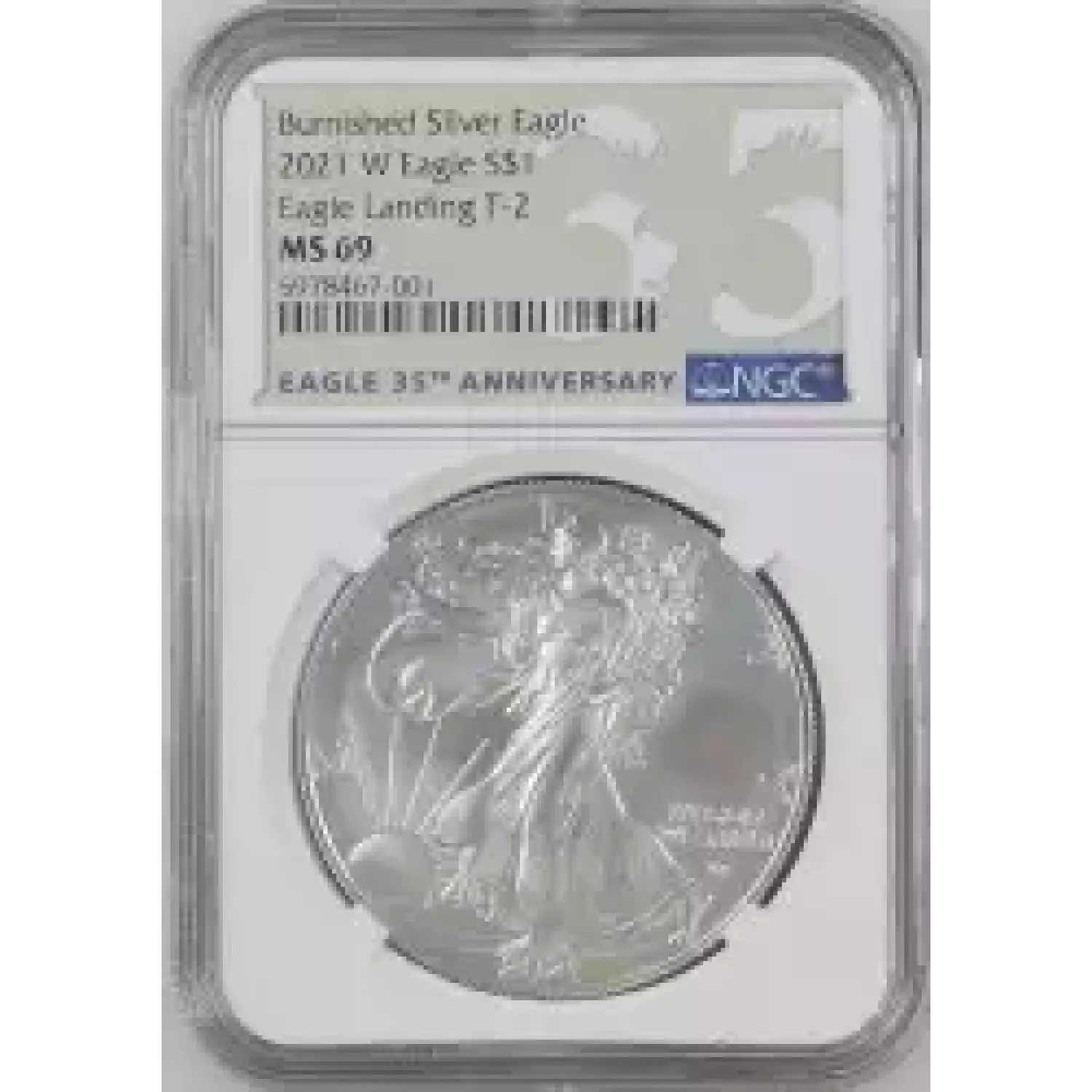 2021-W Silver Eagle NGC MS-69 Eagle Landing T-2 Burnished Silver Eagle - Old Pueblo Coin