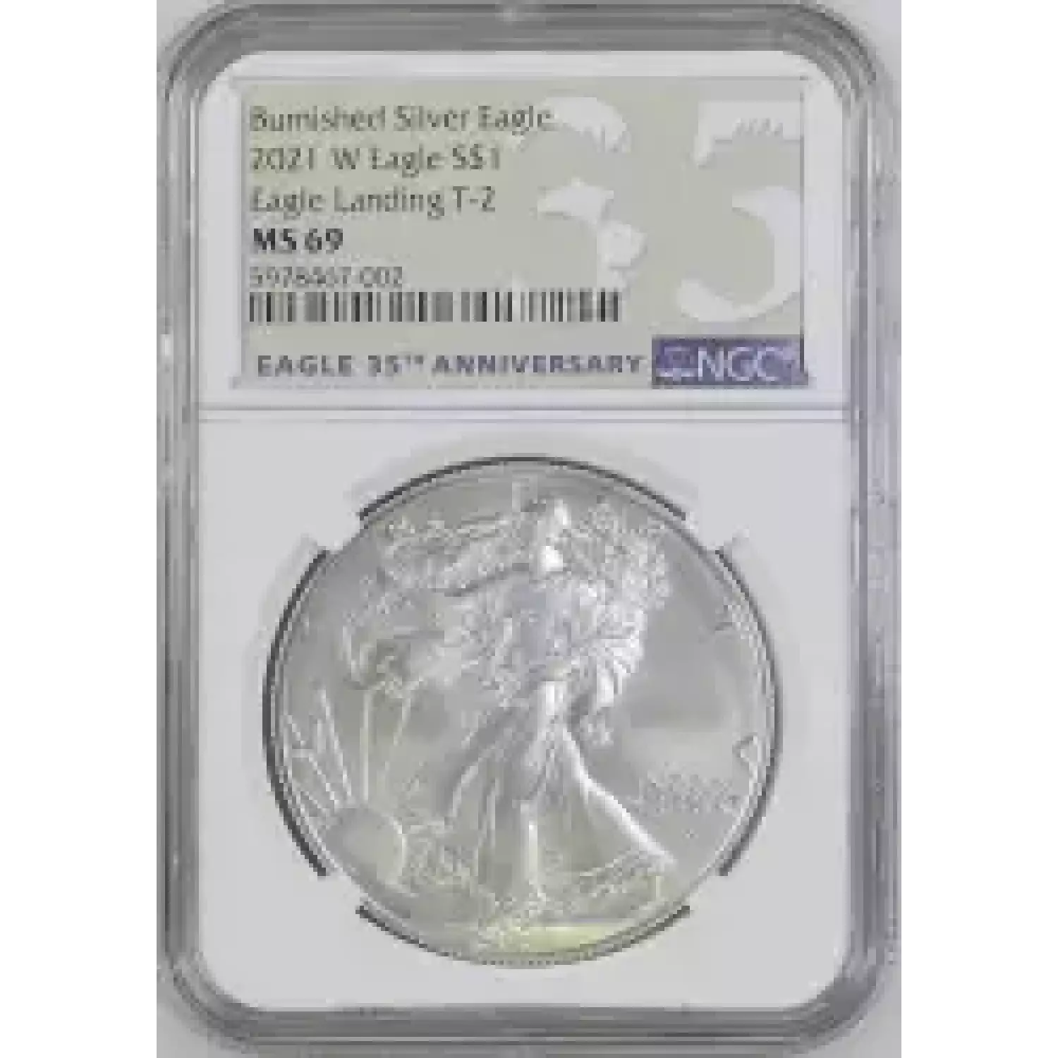 2021-W Silver Eagle NGC MS-69 W Eagle Landing T-2 Burnished Silver Eagle - Old Pueblo Coin