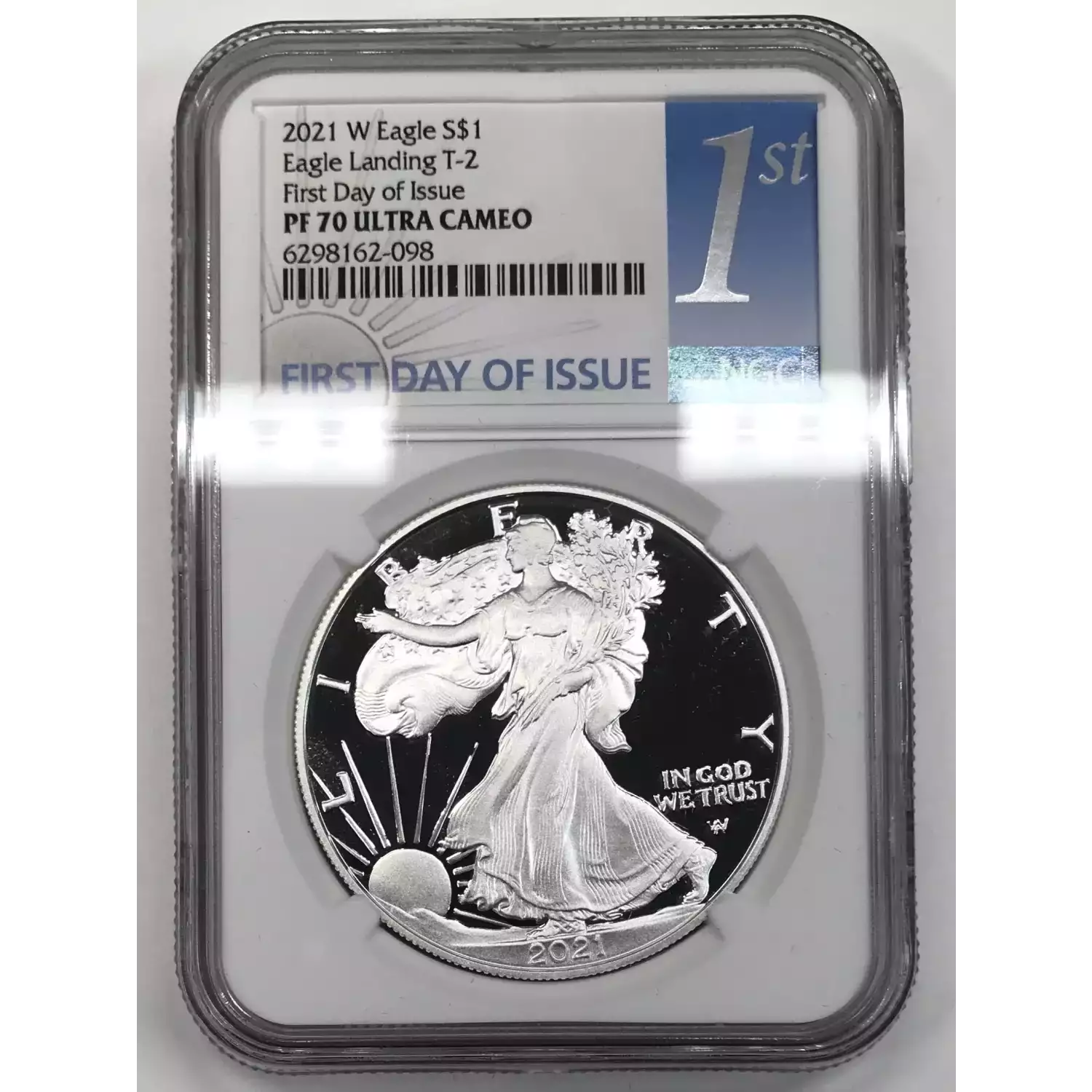 2021-W Silver Eagle NGC PF-70 ULTRA CAMEO Eagle Landing T-2 First Day of Issue - Old Pueblo Coin