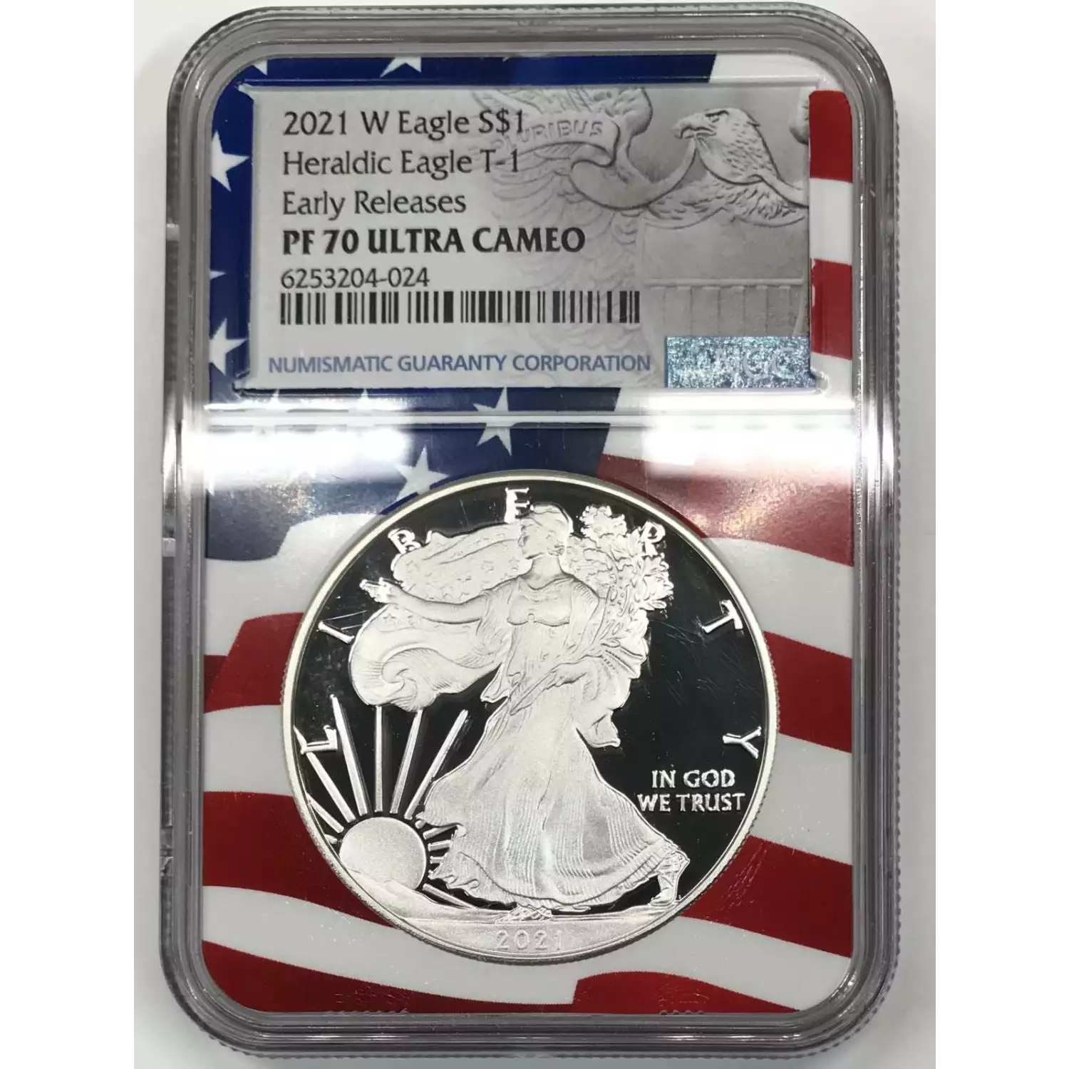 2021-W Silver Eagle NGC PF-70 ULTRA CAMEO Heraldic Eagle T-1 Early Releases Flag Core - Old ...