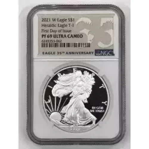 2021-W Silver Eagle NGC PF-69 ULTRA CAMEO Heraldic Eagle Type 1 (T-1) First Day of Issue - Old ...