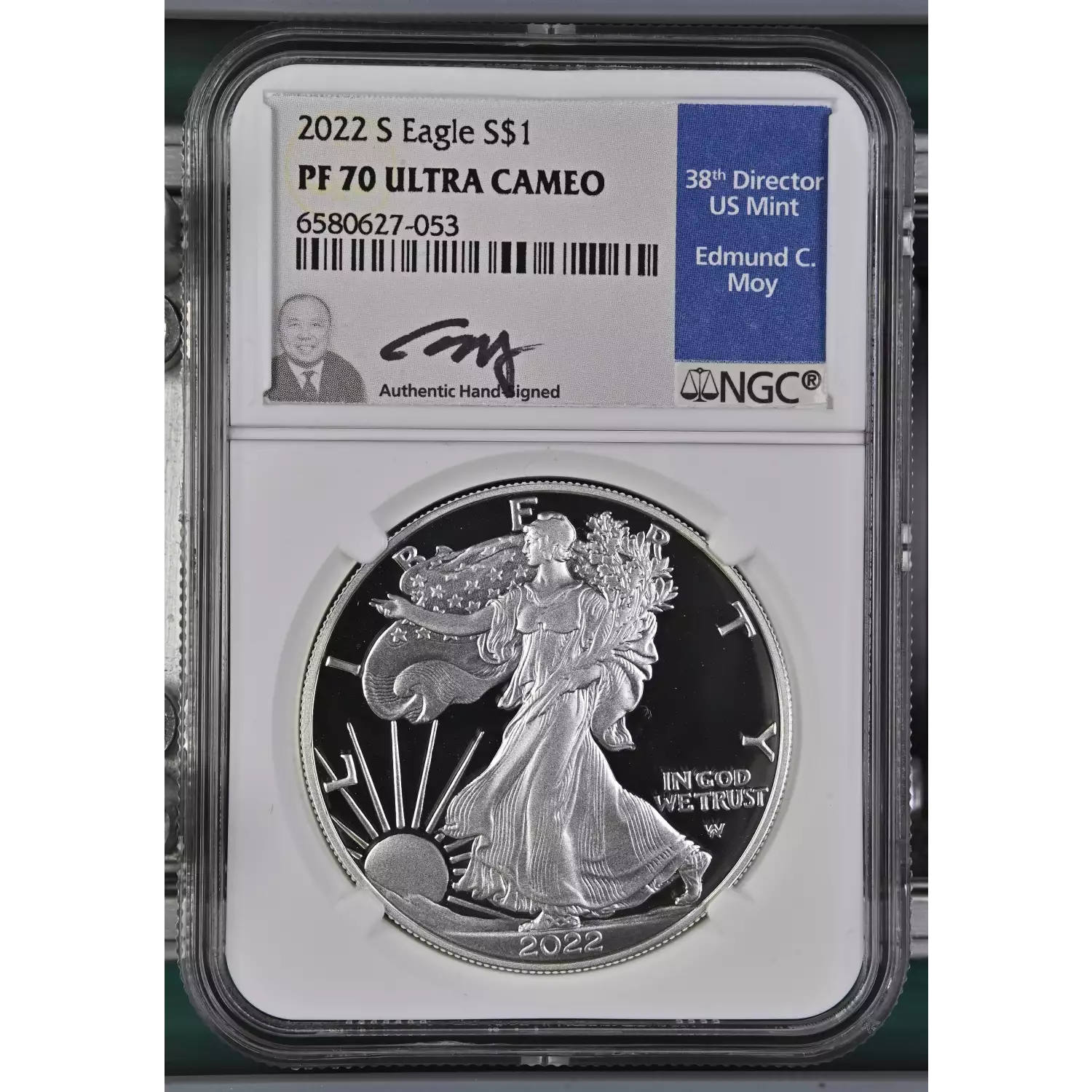 2022-S Silver Eagle NGC PF-70 ULTRA CAMEO Moy Signature Label - Old ...