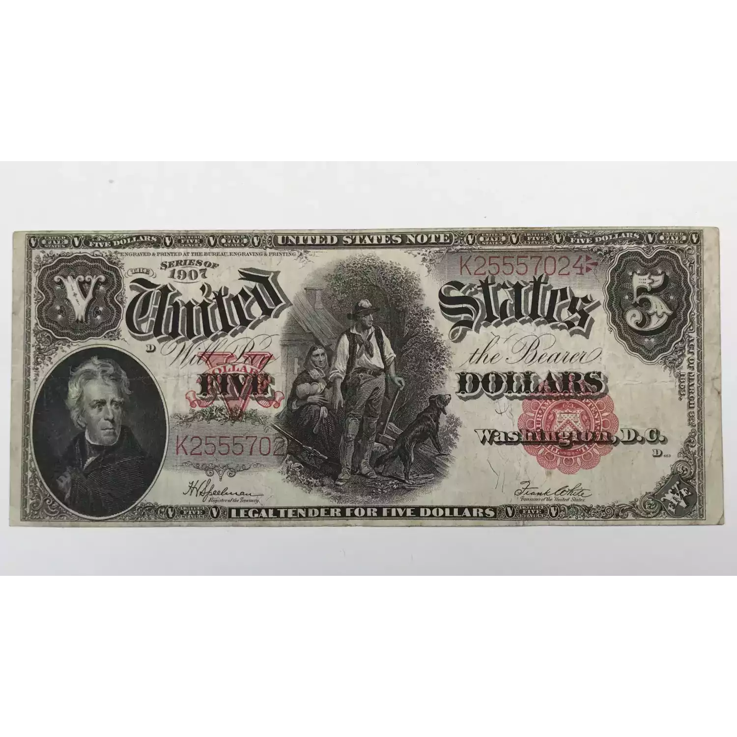 1907 $5 "Woodchopper" Legal Tender Note FR 91 - Old Pueblo Coin