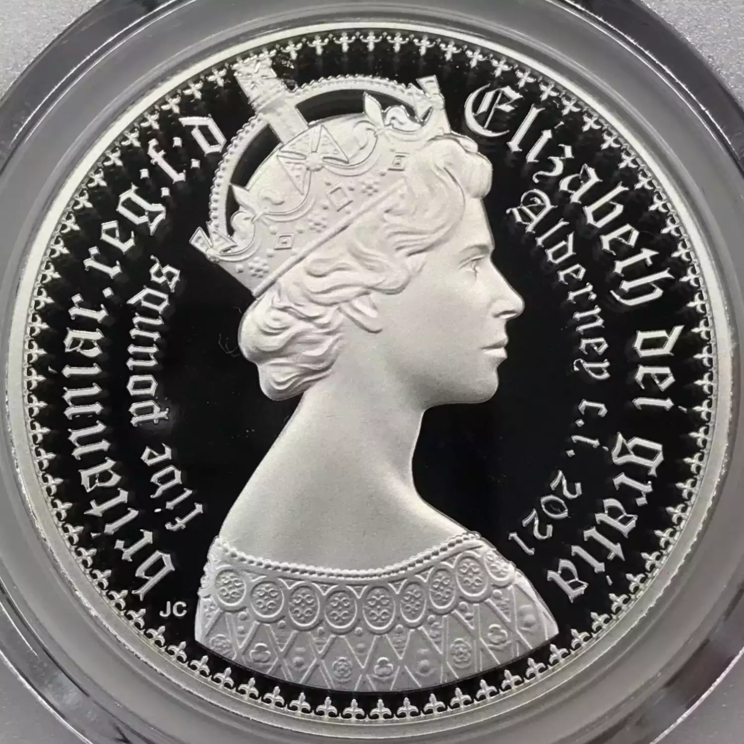 2021 ALDERNEY Silver 5 POUNDS PCGS PR-70 DCAM New Gothic Crown ...