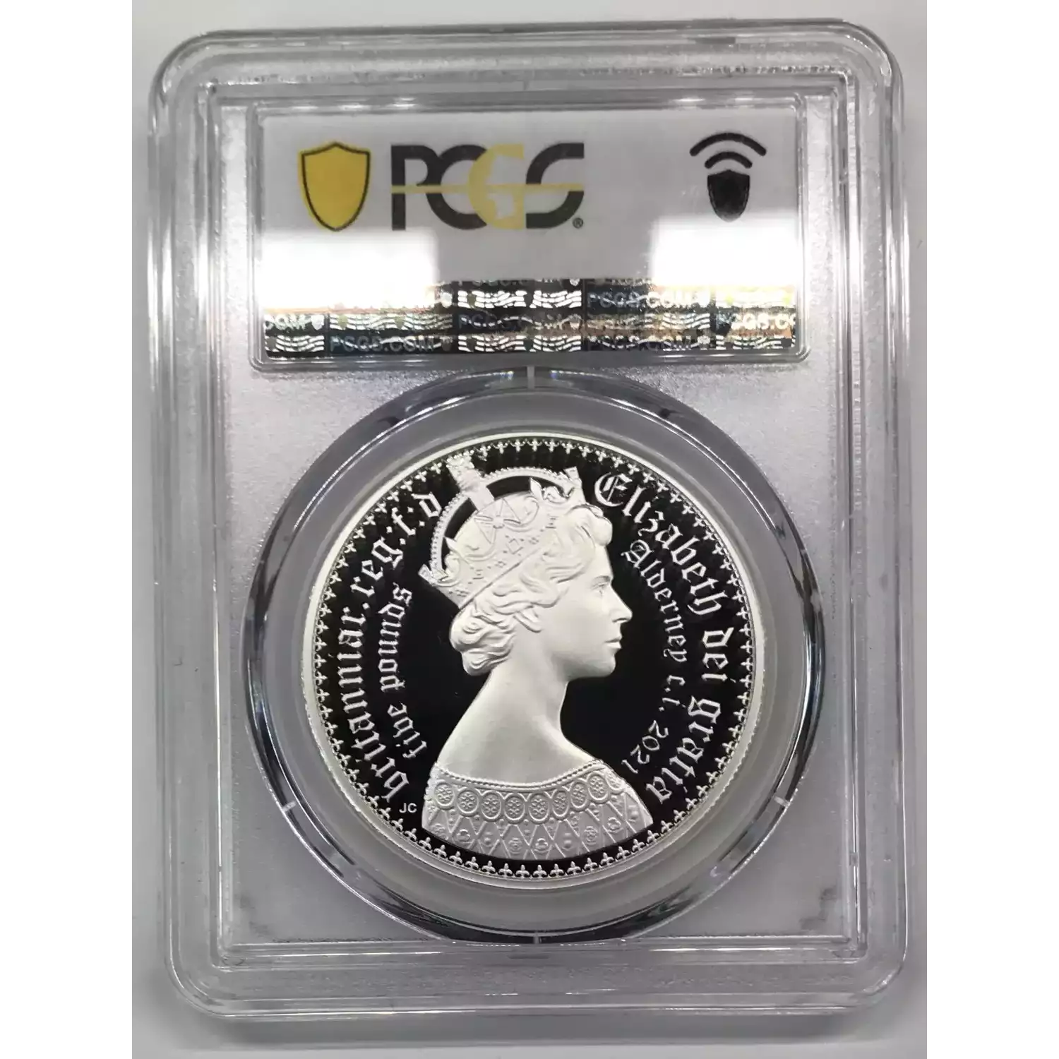 2021 ALDERNEY Silver 5 POUNDS PCGS PR-70 DCAM New Gothic Crown ...