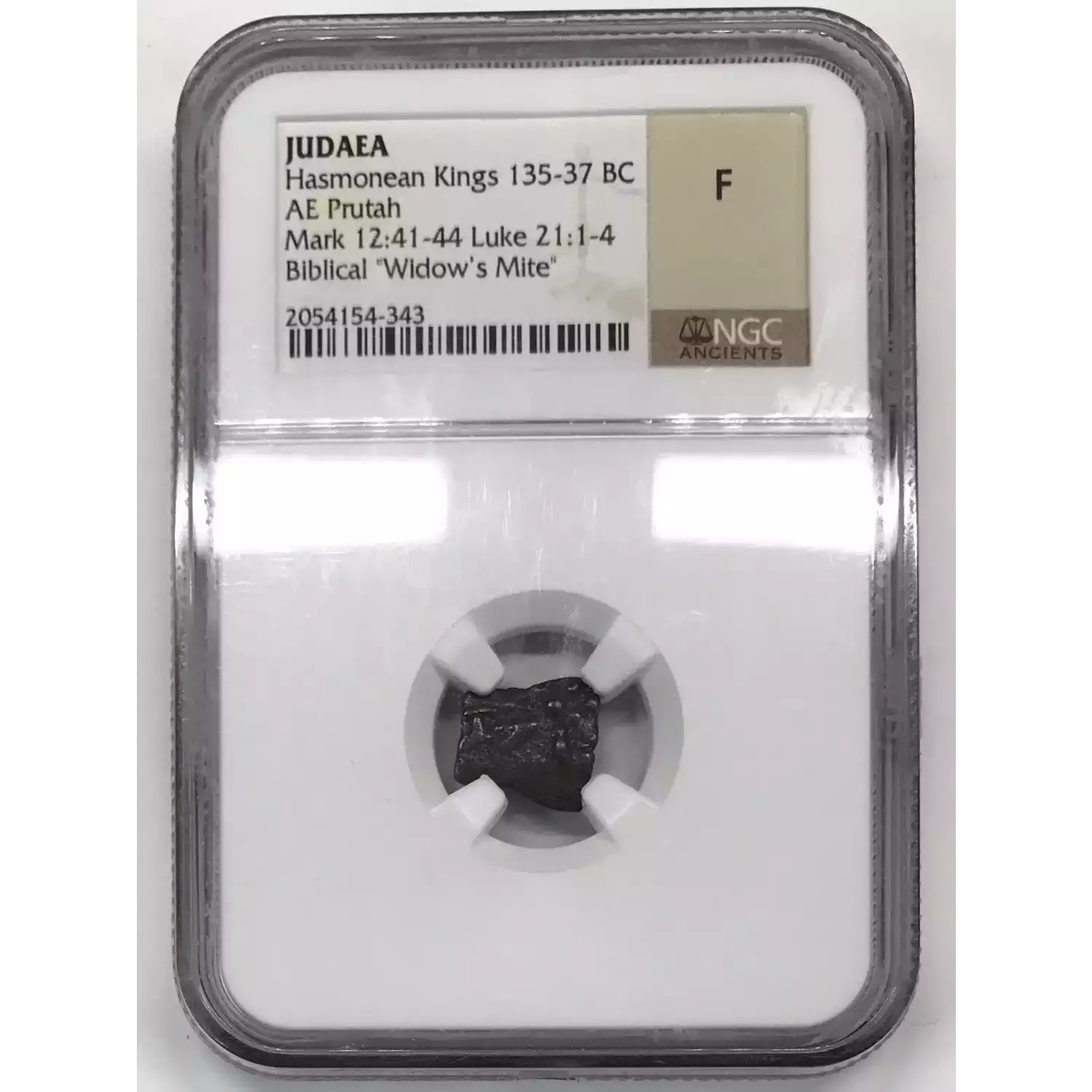 135-37 BC Ancient Coin NGC F Judaea Hasmonean Kings AE Prutah "Widow's ...