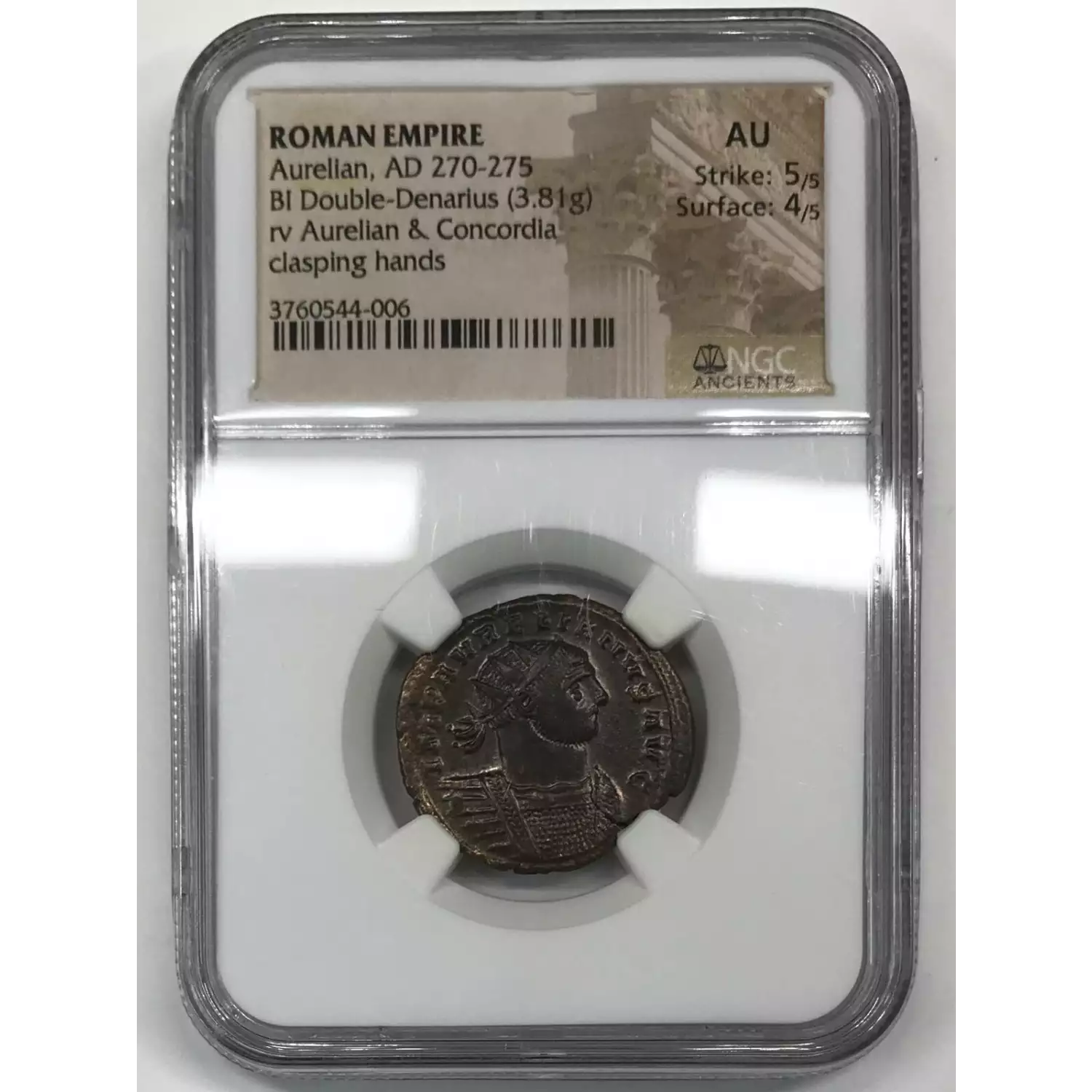 Roman Empire AD 270-275 BI Double-Denarius Aurelian NGC Ancients AU - Old Pueblo Coin
