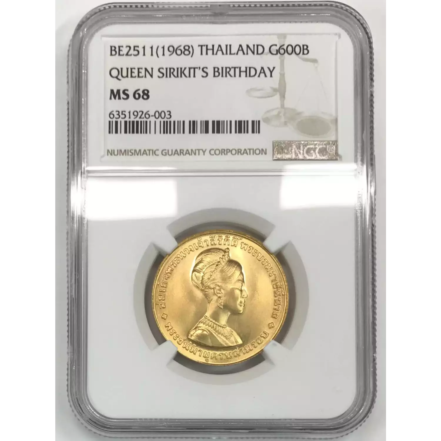 1968 THAILAND Gold 600 BAHT NGC MS-68 BE2511 - Old Pueblo Coin