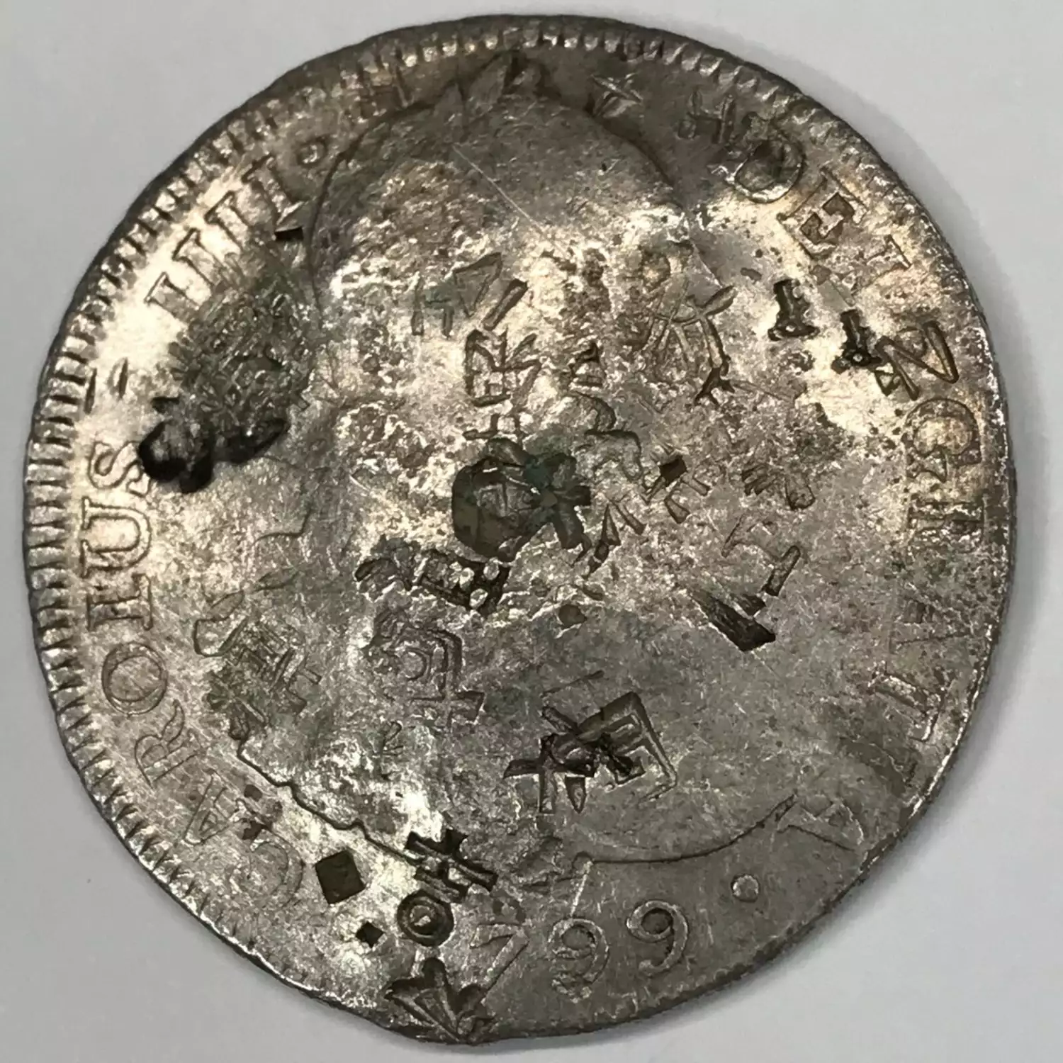 1799-PTS PP Bolivia Silver 8 REALES chopmarks - Old Pueblo Coin