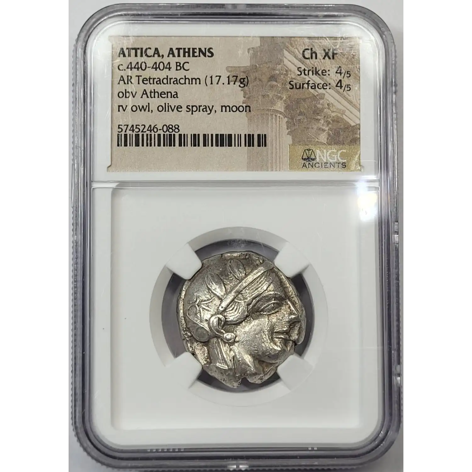 Greece Athens 440-404 BC AR Tetradrachm NGC Ancients Ch XF - Old Pueblo ...