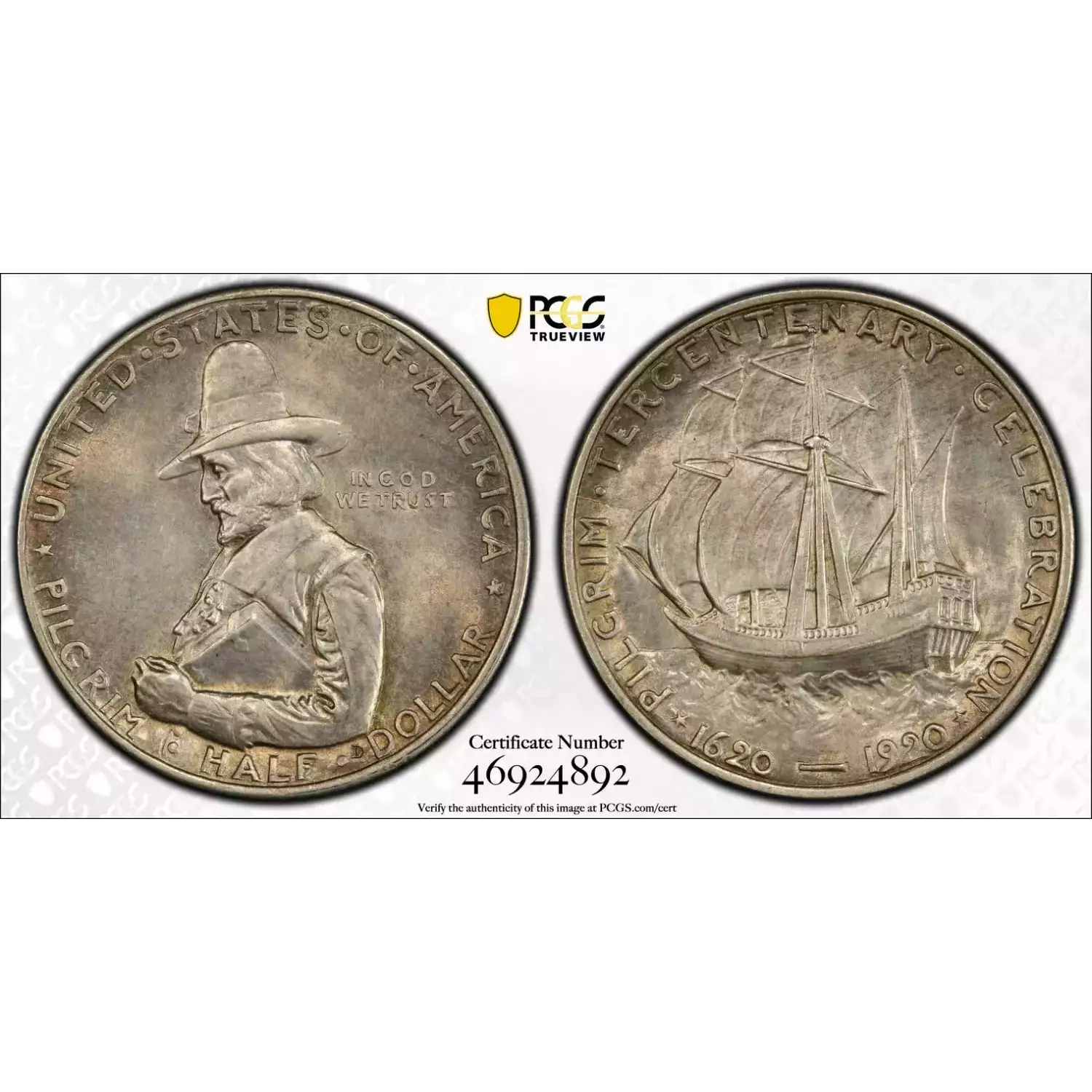 1920 Pilgrim Tercentenary Commemorative Half Dollar PCGS MS-62 - Old ...