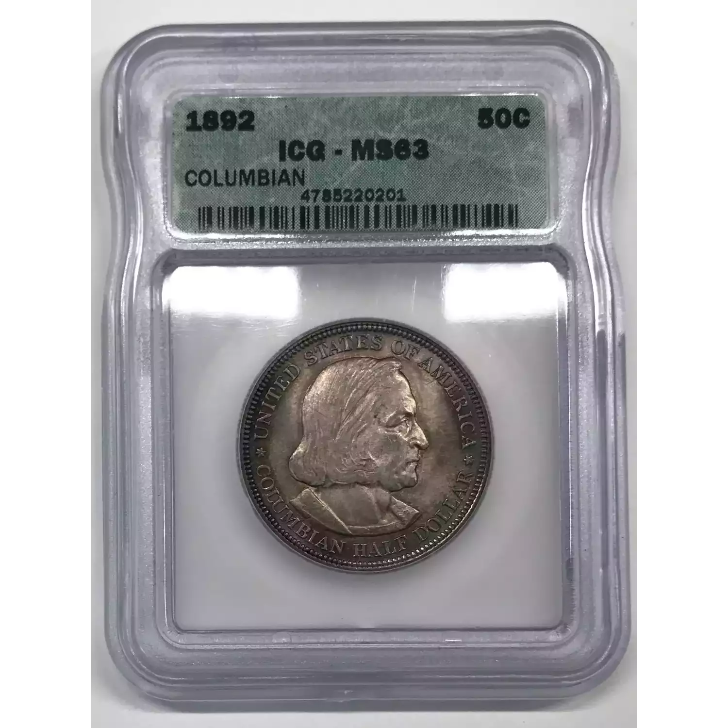 1892 World's Columbian Exposition Commemorative Half Dollar ICG MS-63 ...