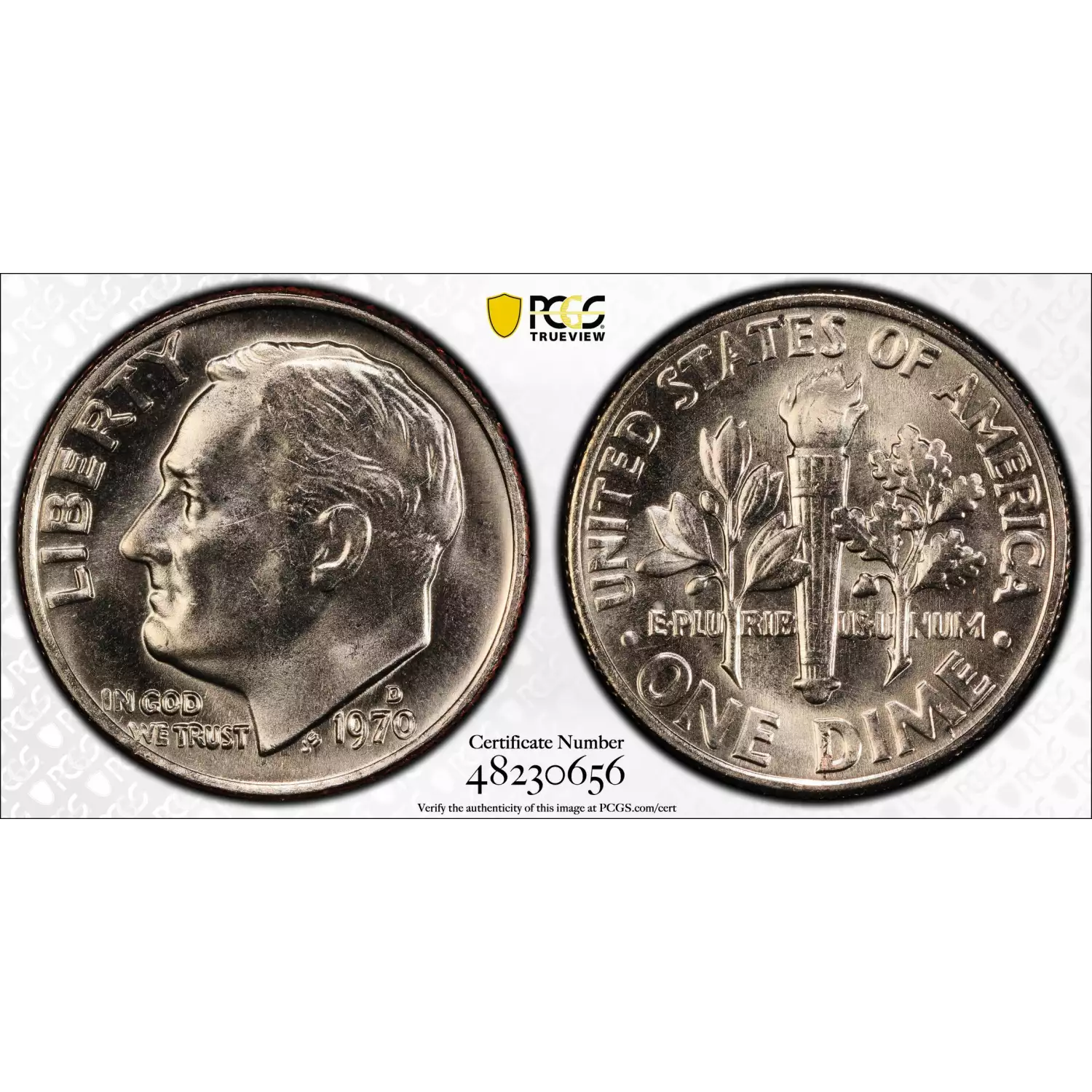 1970-D Roosevelt Dime PCGS MS-66 DDR FS-801 - Old Pueblo Coin
