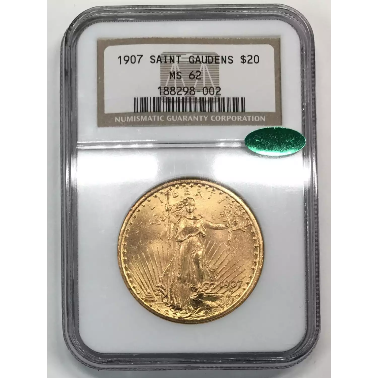 1907 Saint Gaudens $20 Gold Double Eagle NGC MS-62 CAC - Old Pueblo Coin