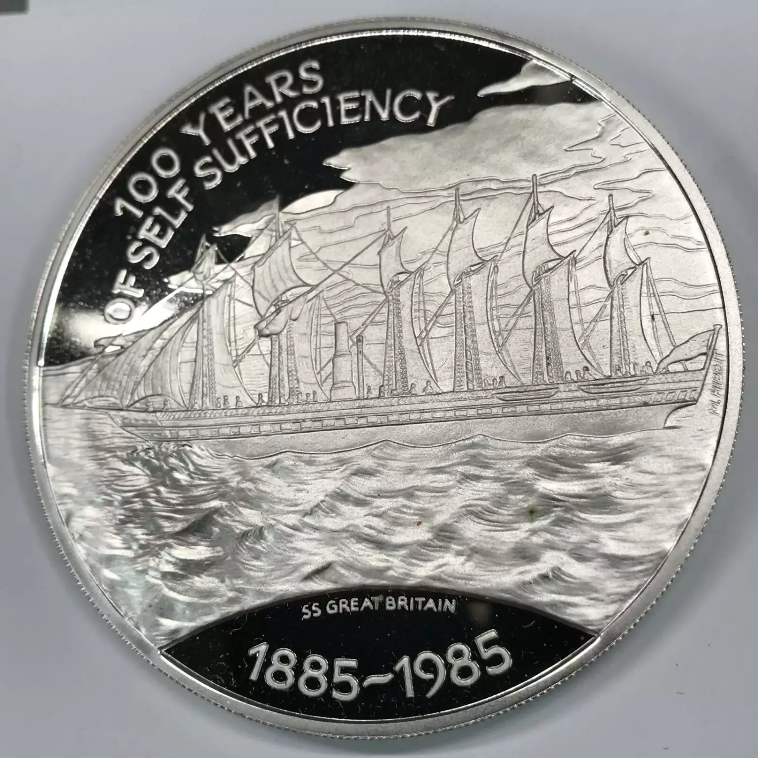 1985 Falkland Islands Silver 25 POUNDS 100 Years of Self Sufficiency ...