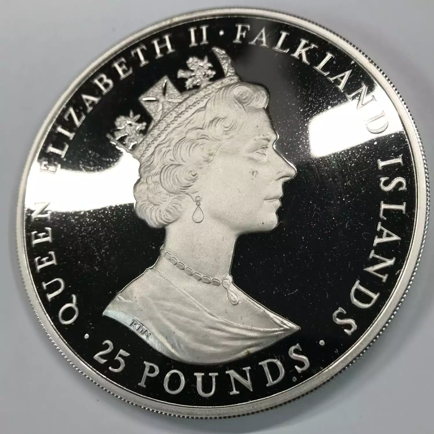 1985 Falkland Islands Silver 25 POUNDS 100 Years of Self Sufficiency ...