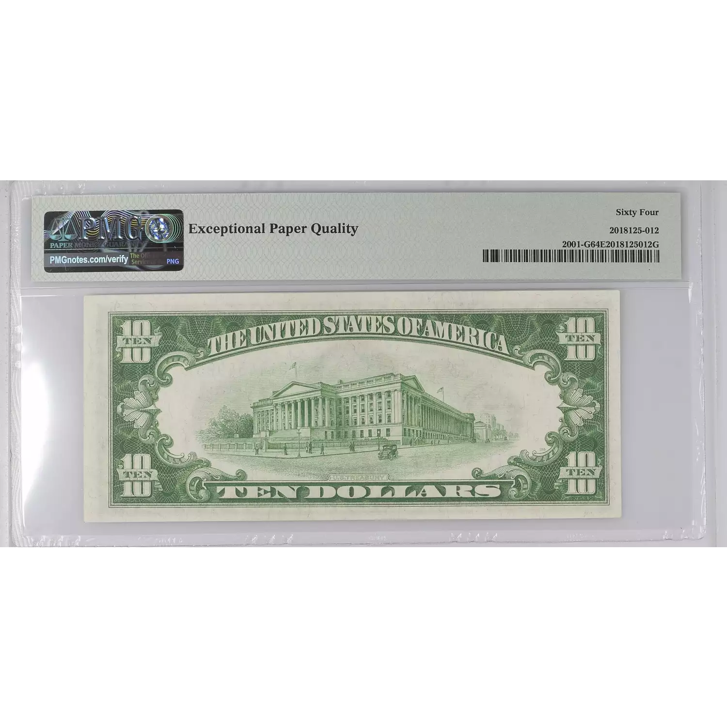 1928A $10 Small Size $10 Federal Reserve Notes 2001-G PMG 64 EPQ - Old ...