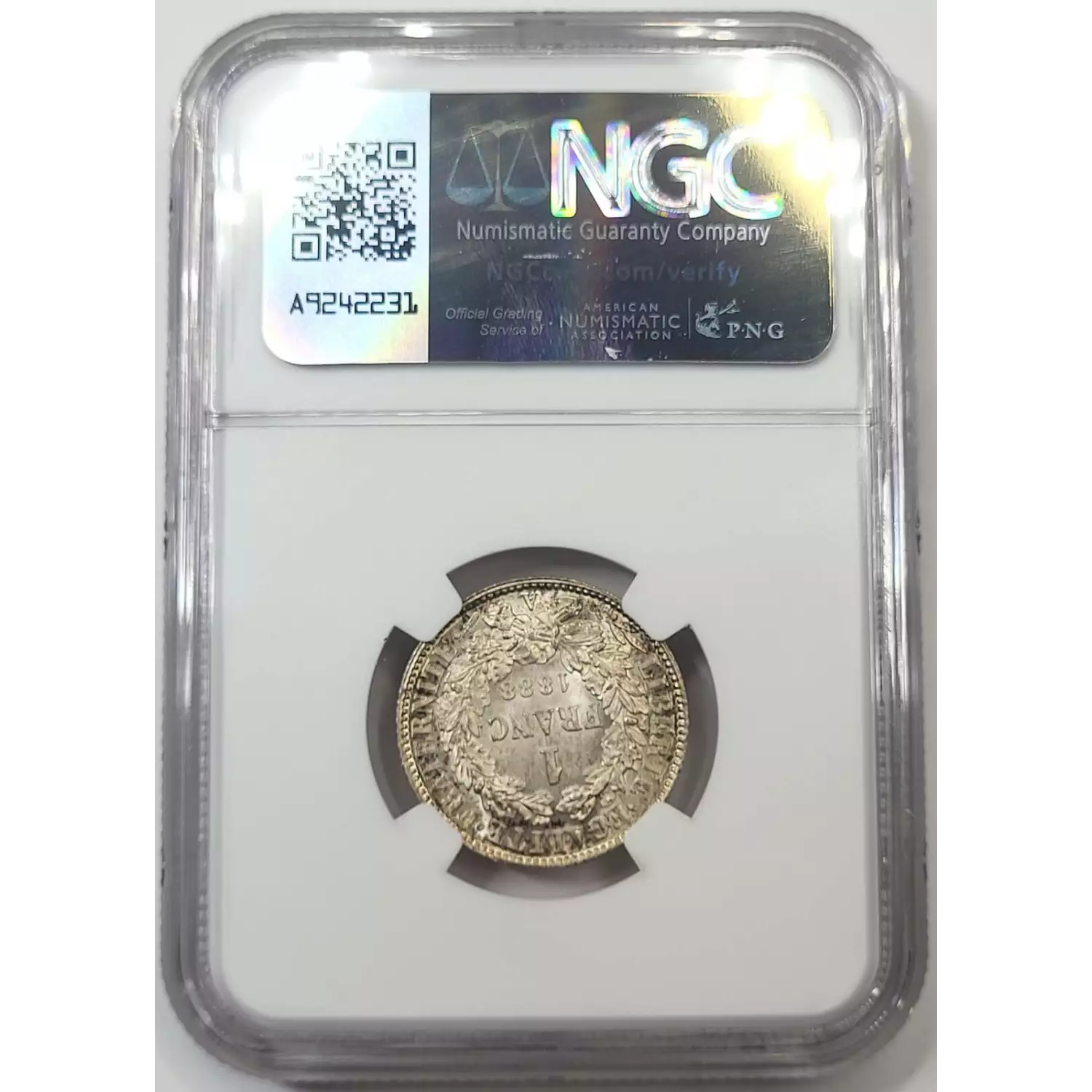 1888 -A FRANCE Silver FRANC NGC MS-64+ - Old Pueblo Coin