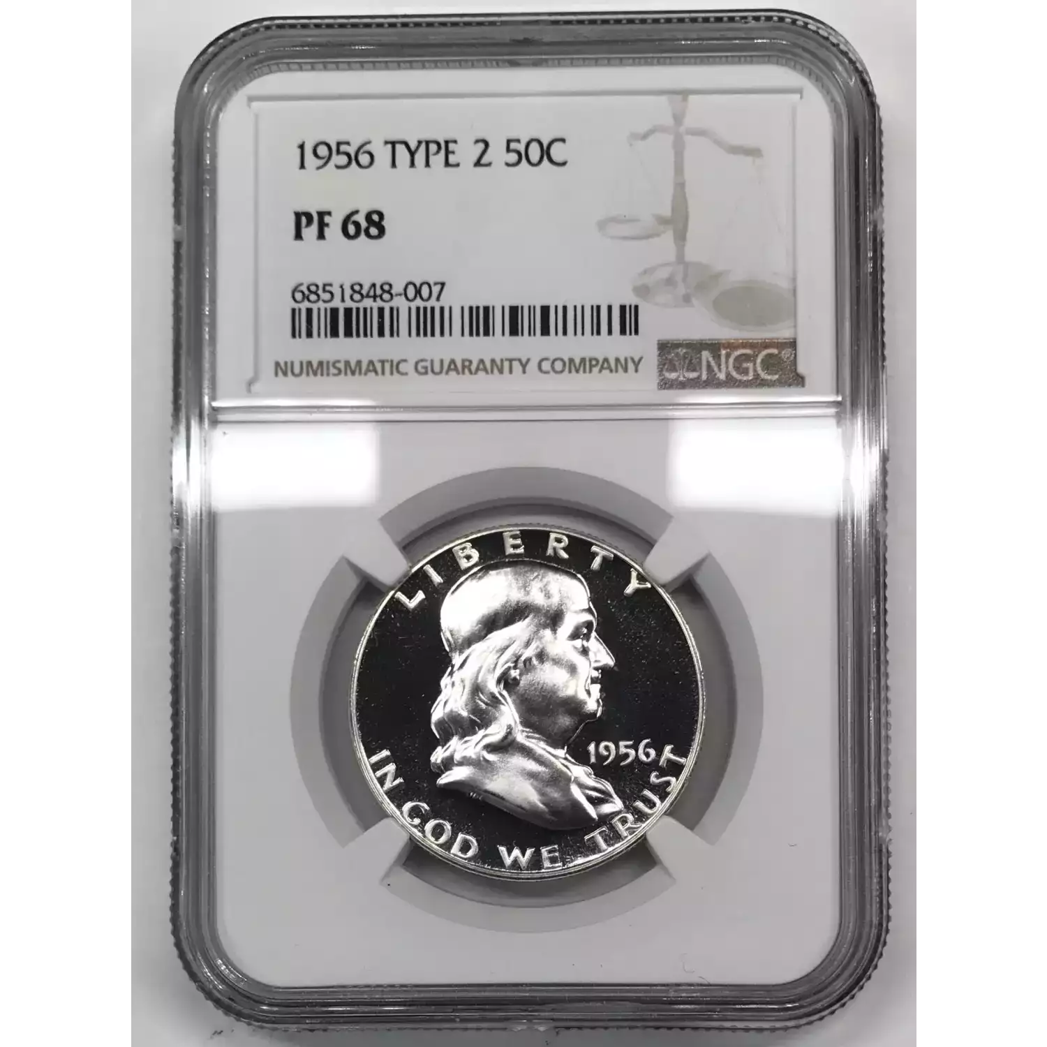 1956 Franklin Half Dollar NGC PF-68 Type 2 - Old Pueblo Coin