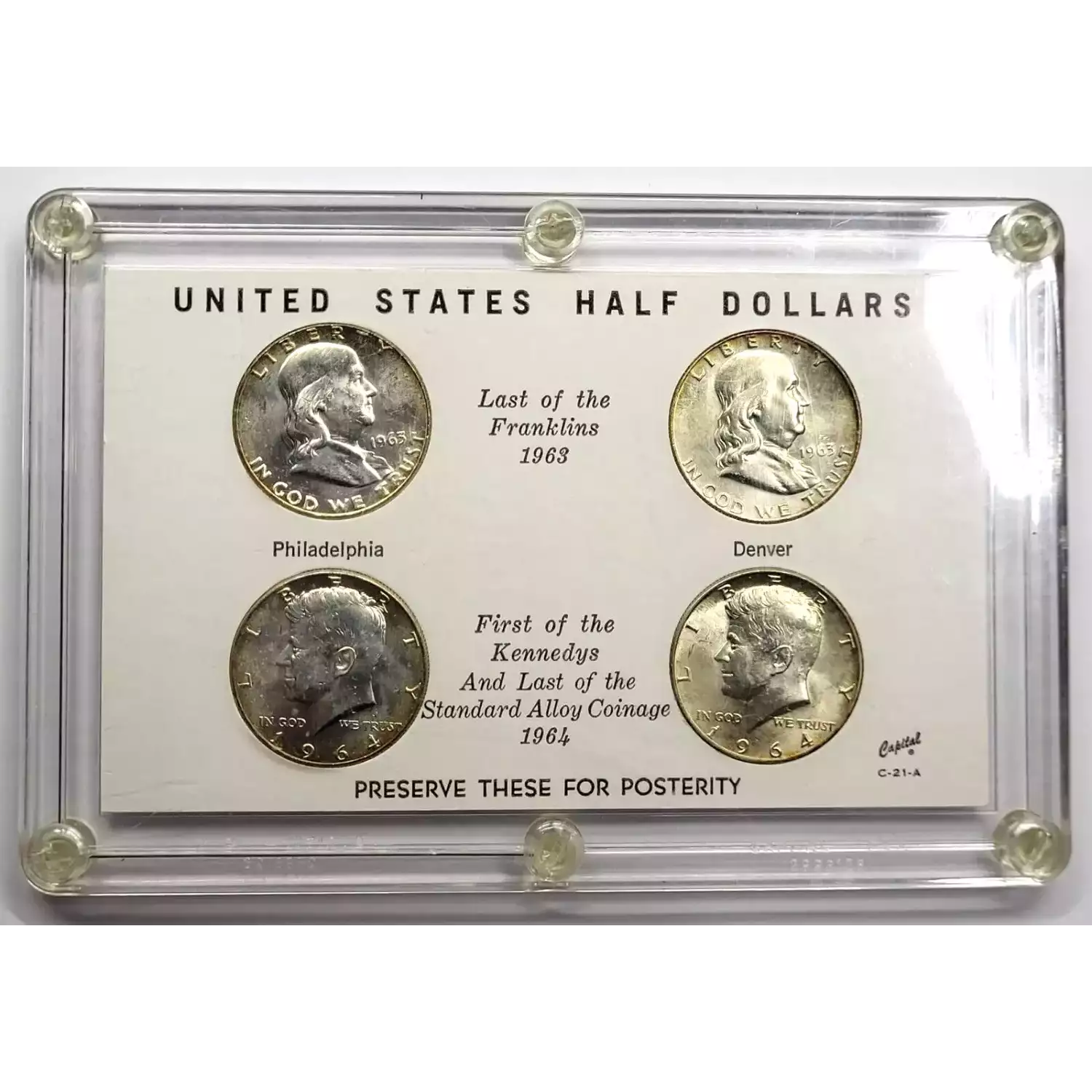 1963-1964-P D Franklin Half Dollar Uncirculated Franklin / Kennedy 4 ...