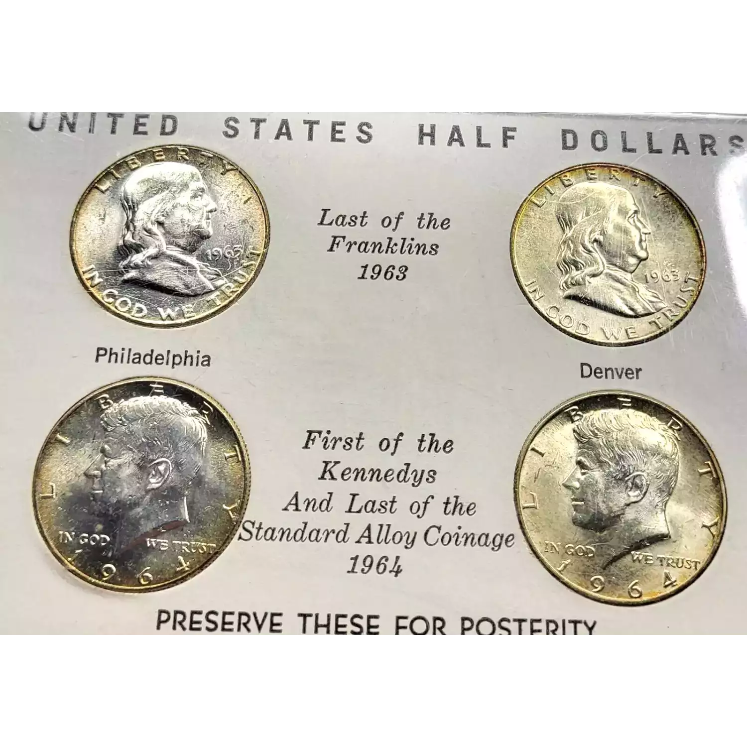1963-1964-P D Franklin Half Dollar Uncirculated Franklin / Kennedy 4 ...