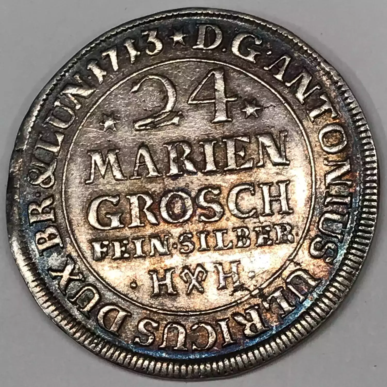 1713-HH GERMAN STATES Silver 24 MARIENGROSCHEN (2/3 Thaler) Wildman ...