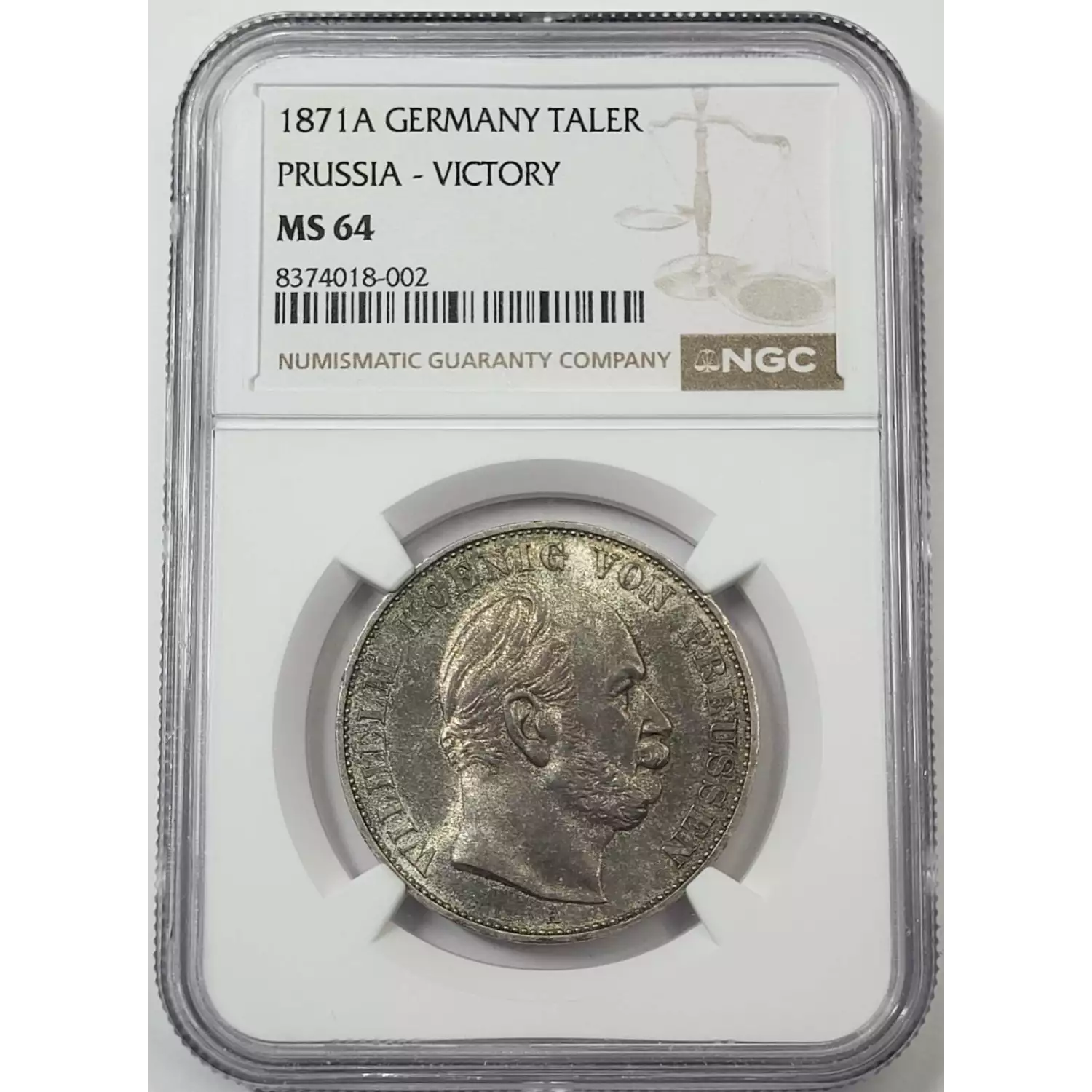 1871-A GERMAN STATES Silver THALER NGC MS-64 Victory Prussia - Old ...