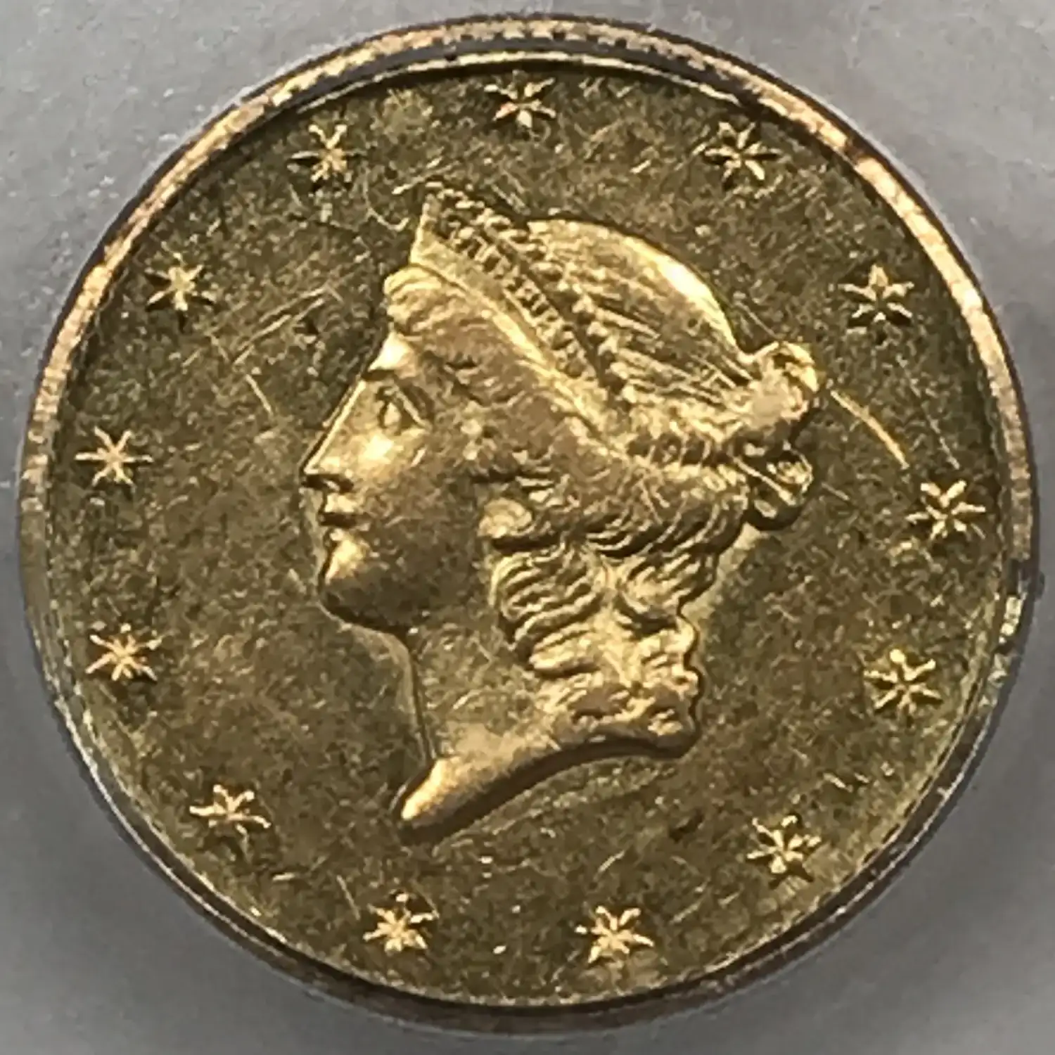 1849 Liberty Head Gold Dollar ICG AU Quality Details Open Wreath with L ...