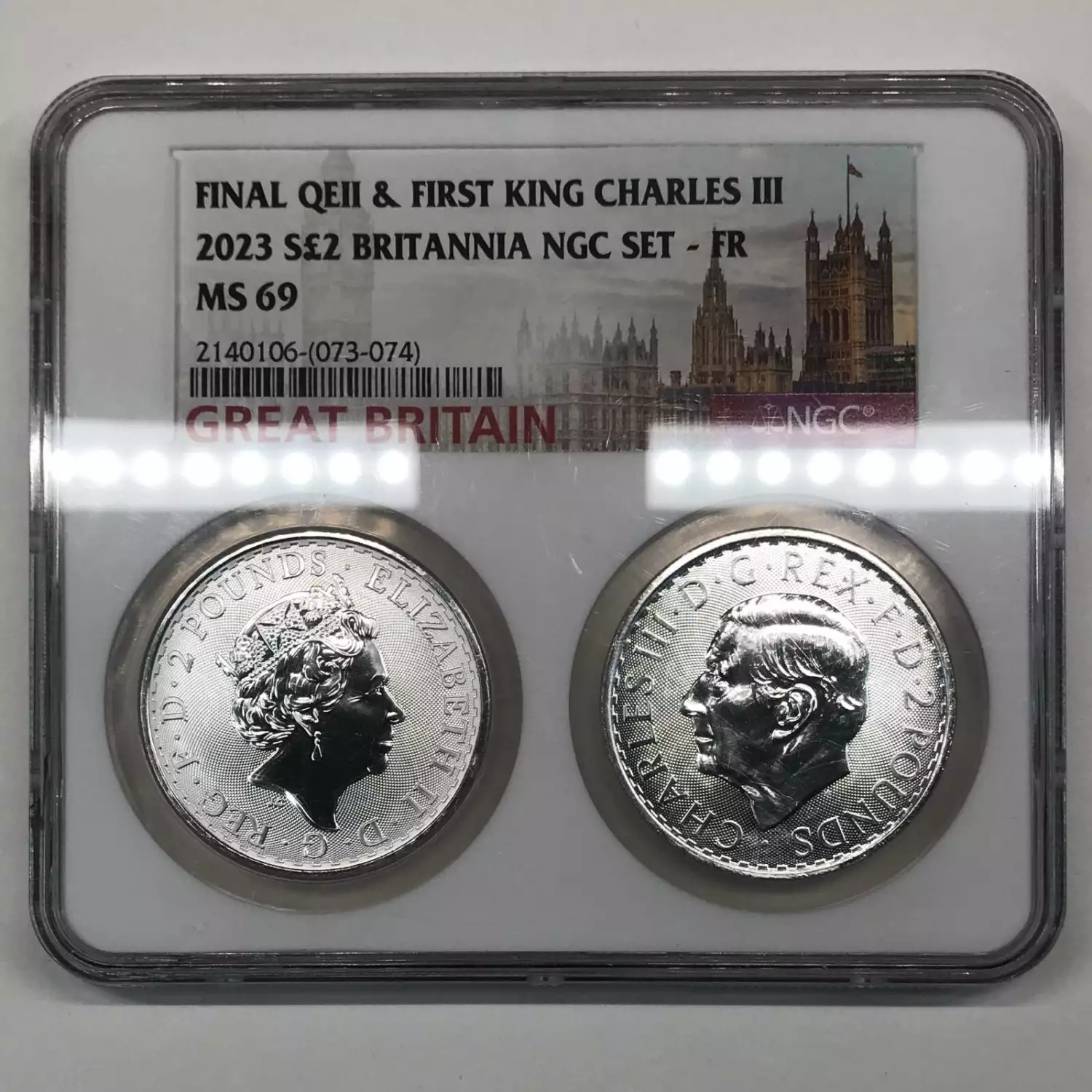 2023 GREAT BRITAIN Silver 2 POUNDS NGC MS-69 Britannia-Final QE II ...