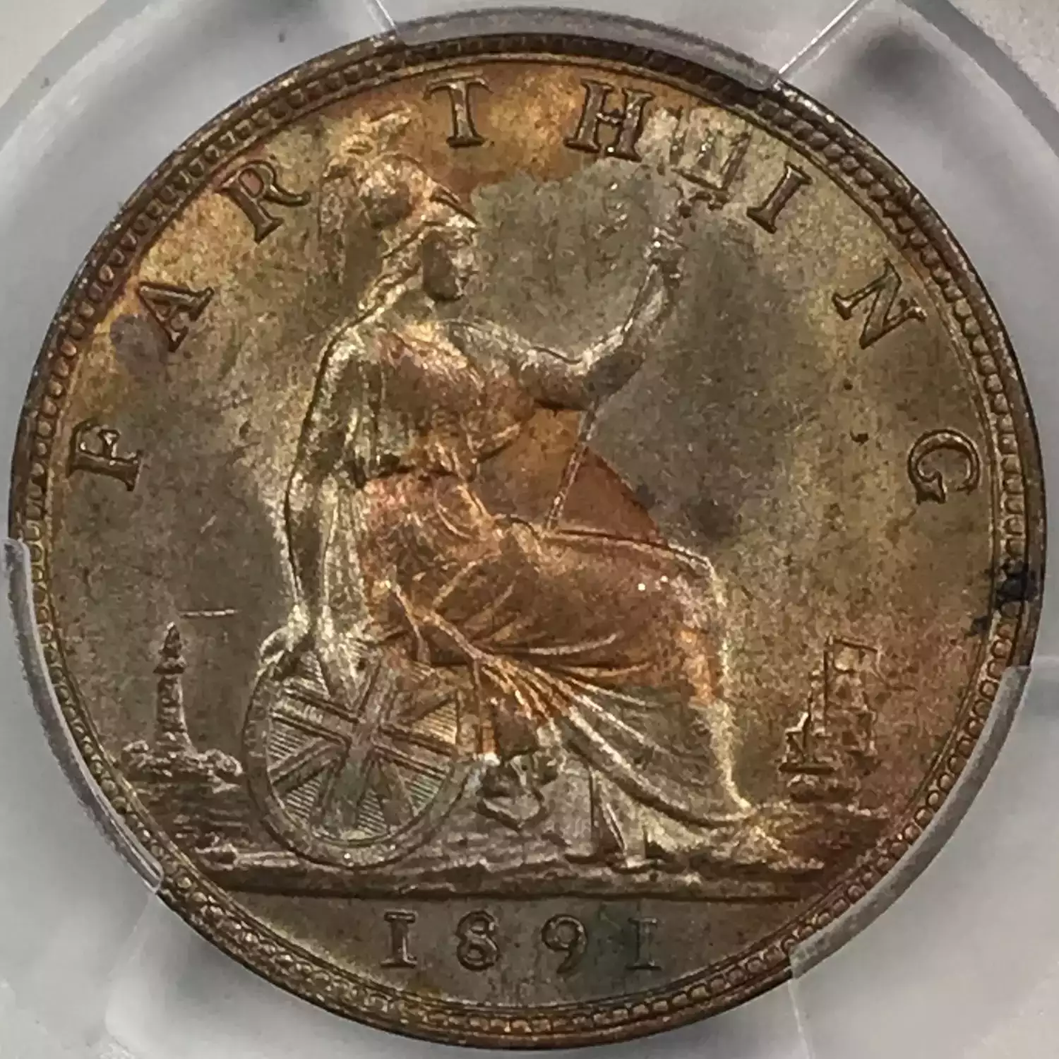 1891 Great Britain Bronze FARTHING PCGS MS-63 RB S-3958 - Old Pueblo Coin