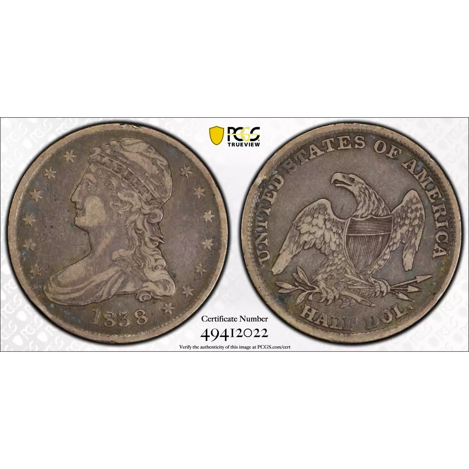 1838 Capped Bust Reeded Edge Half Dollar PCGS VF-30 - Old Pueblo Coin