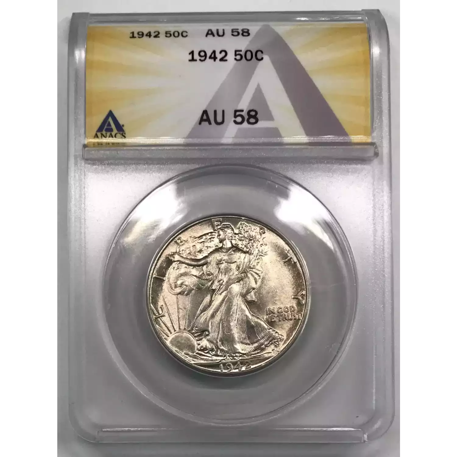 1942 Walking Liberty Half Dollar ANACS AU-58 - Old Pueblo Coin