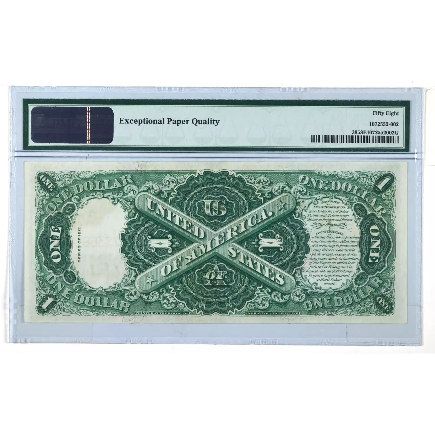 1917 $1 Legal Tender Issues 38 PMG 58 EPQ - Old Pueblo Coin