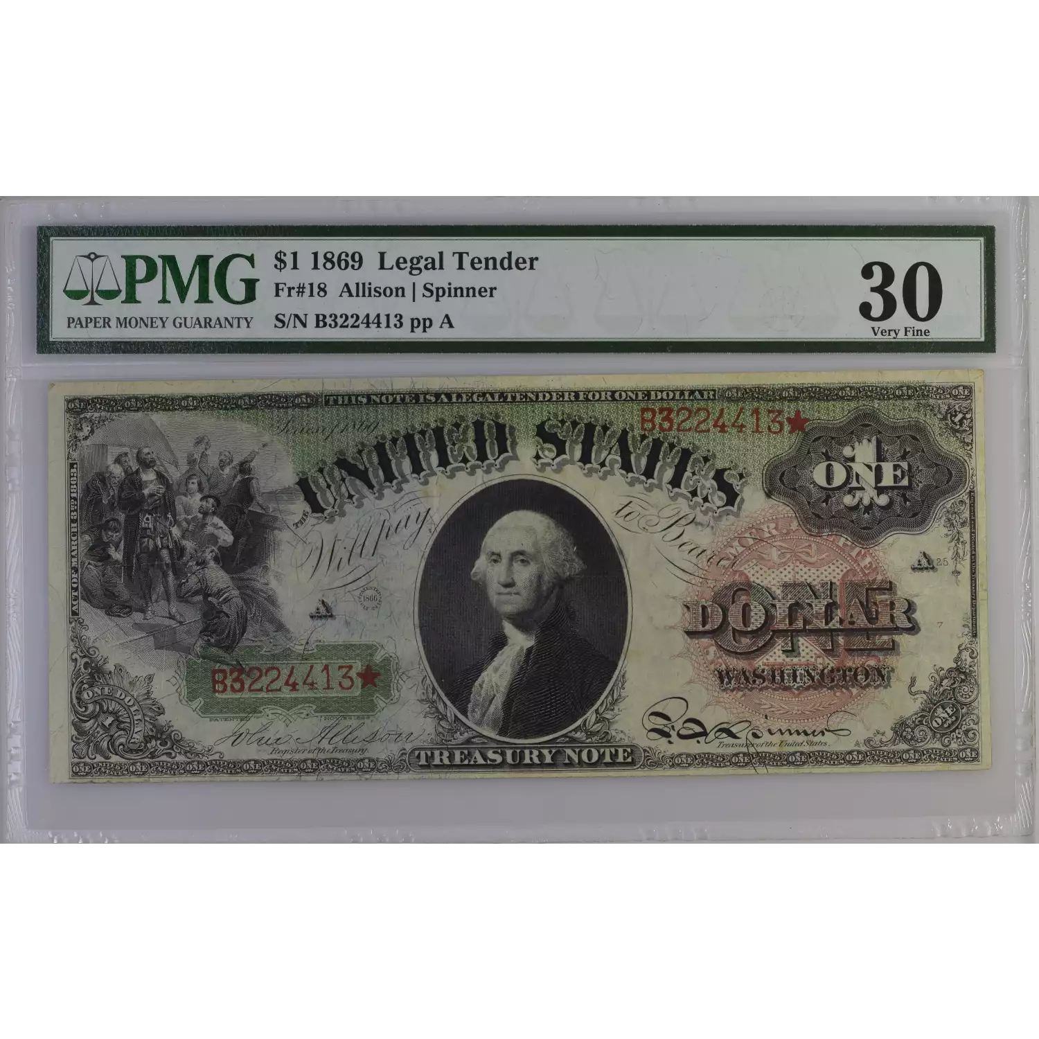 1869 $1 Legal Tender Issues 18 PMG 30 - Old Pueblo Coin